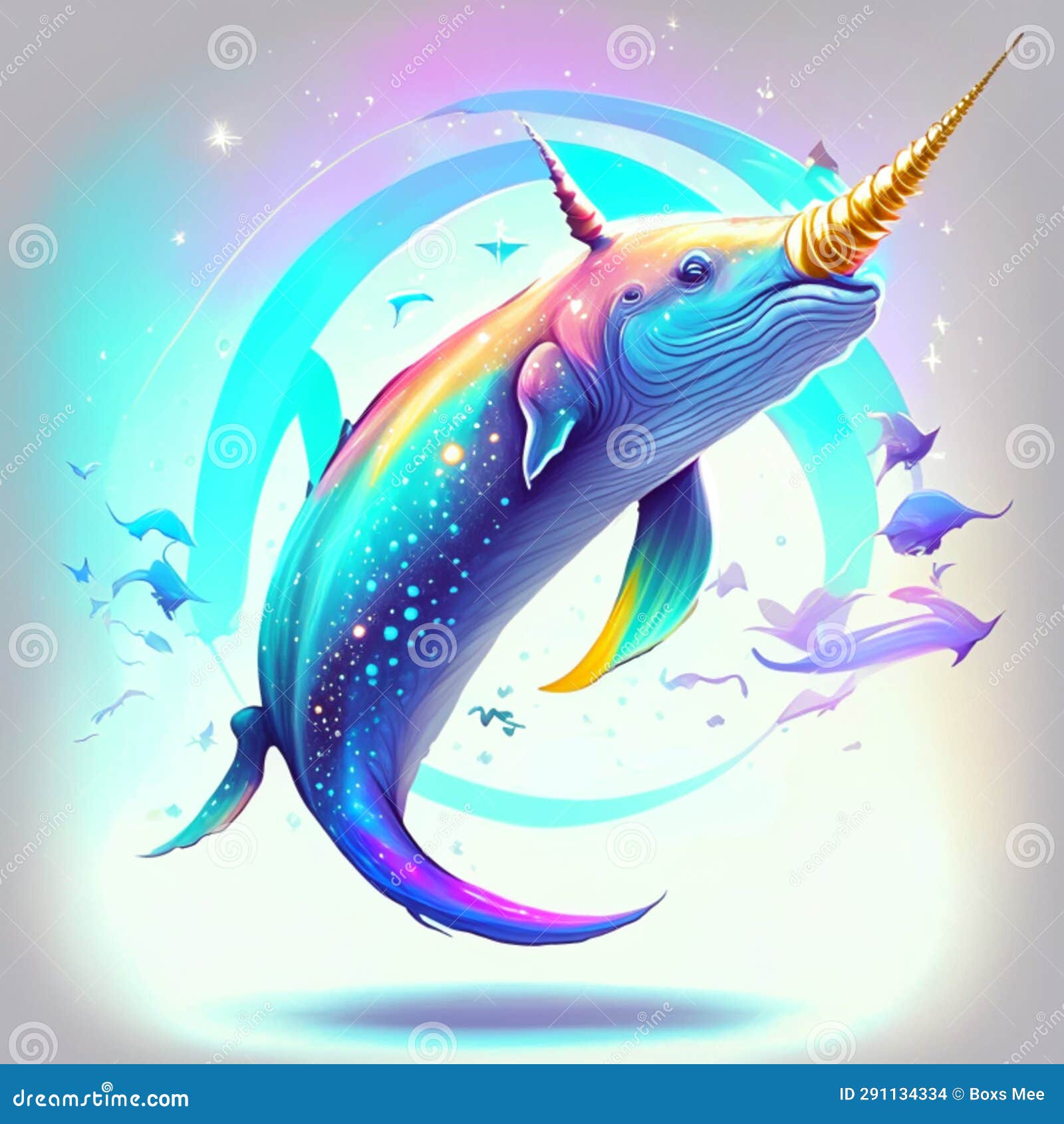 Vector Illustration of a Magic Unicorn Fish on a Background of the ...
