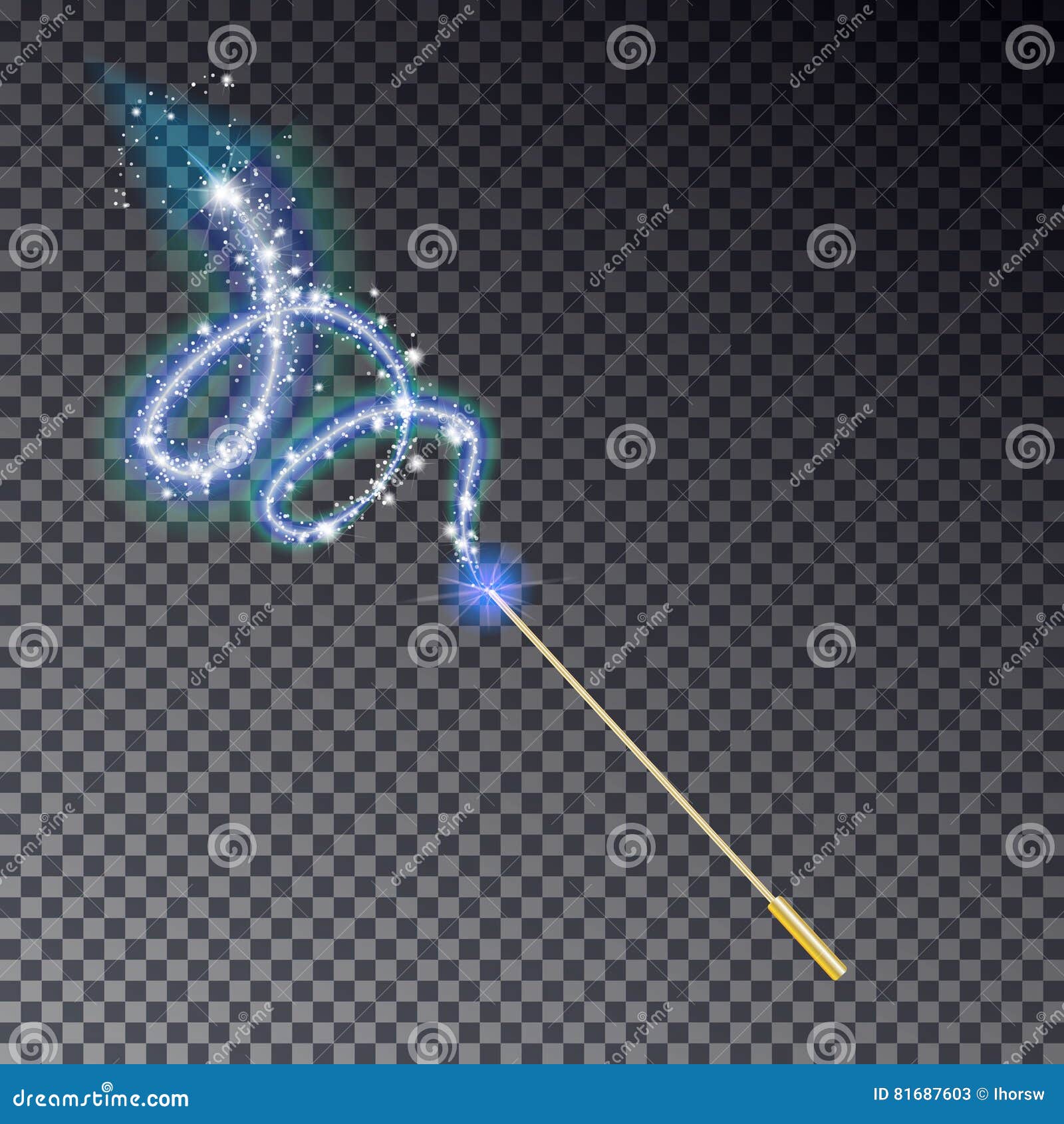 Vector Illustration of Magic Wand. Isolated on Black Transparent Stock ...