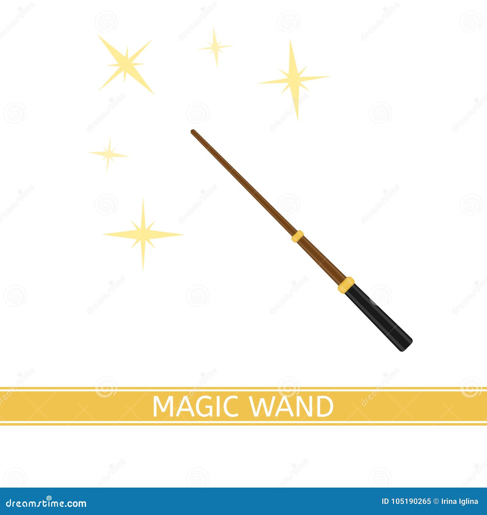 Magic Wand With Golden Swirl And Sparkles Isolated On Transparent ...