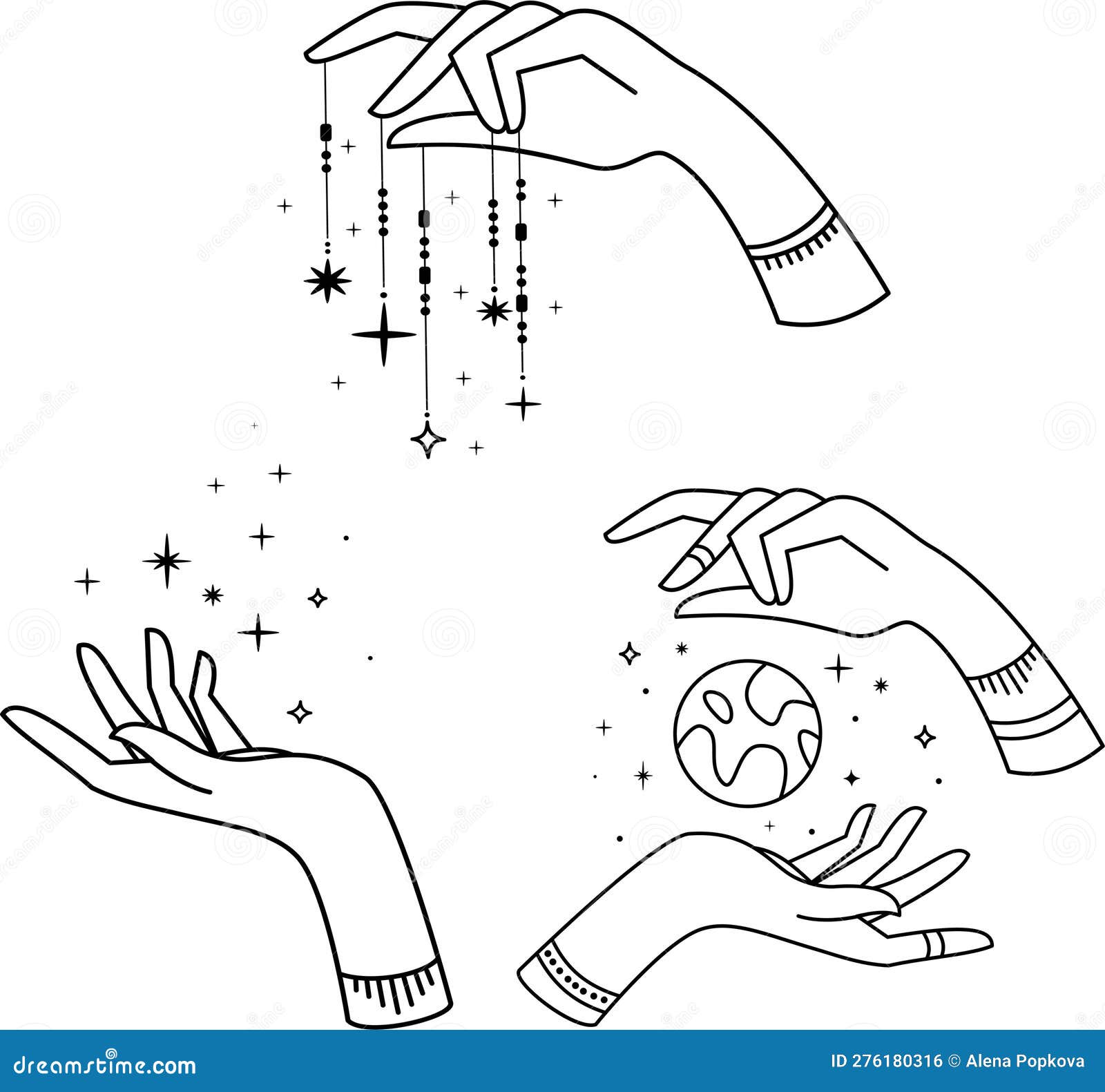 Vector Illustration. Magical Hand Drawings. the Concept of Magic and ...