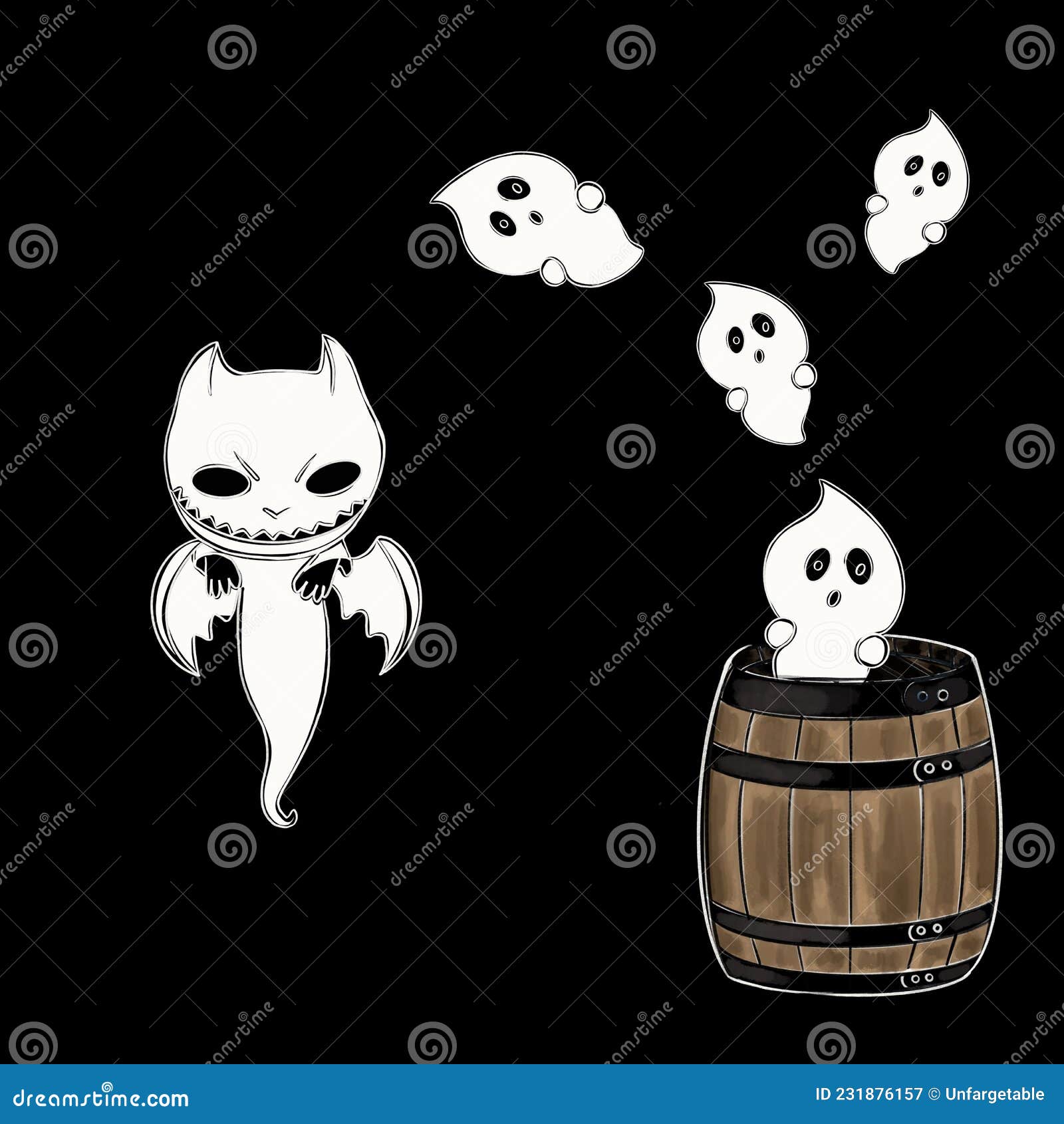 Vector Illustration of a Magical Haunted Barrel Stock Vector ...