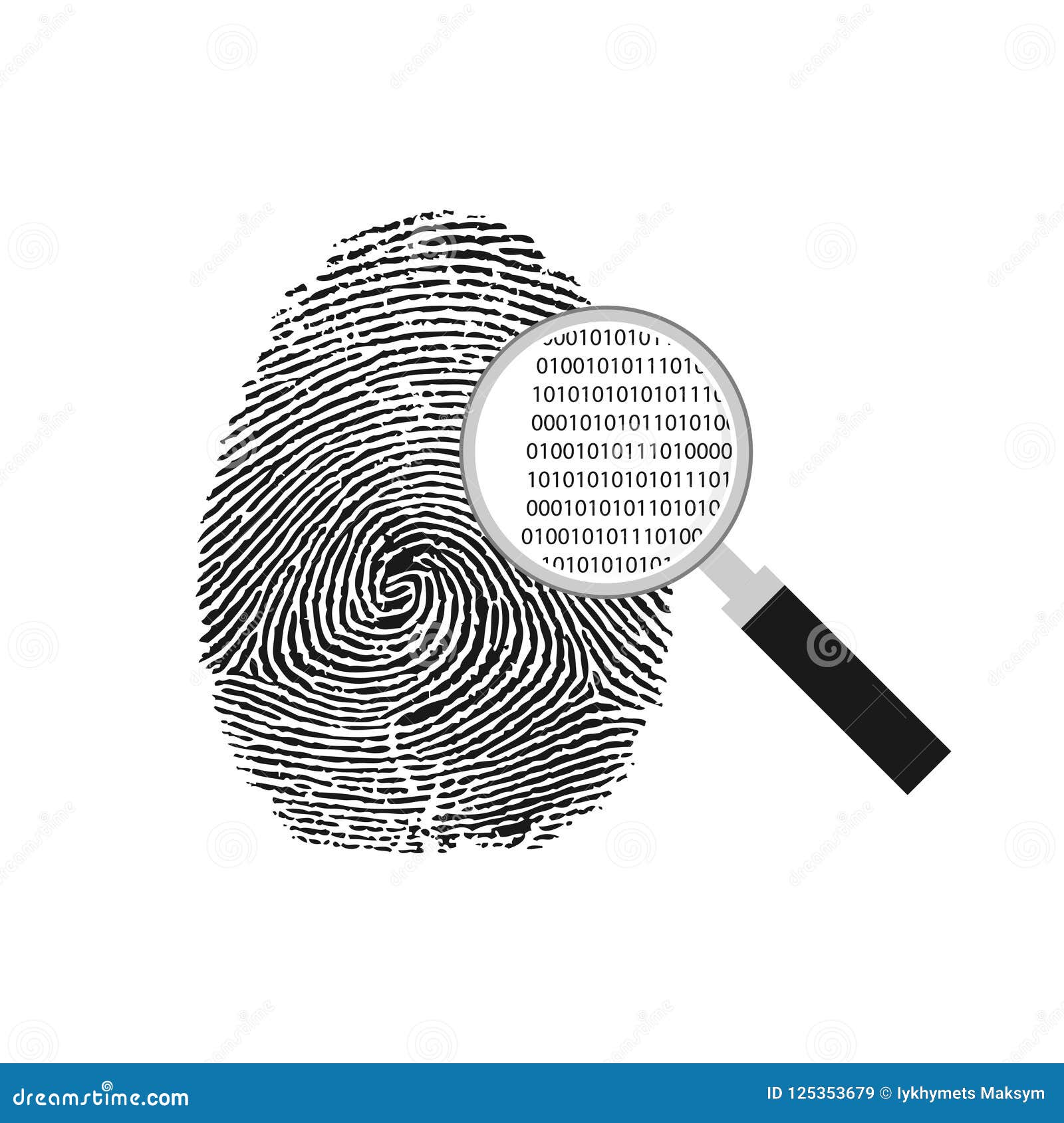 Vector Illustration of a Magnifying Glass Over a Fingerprint Stock ...