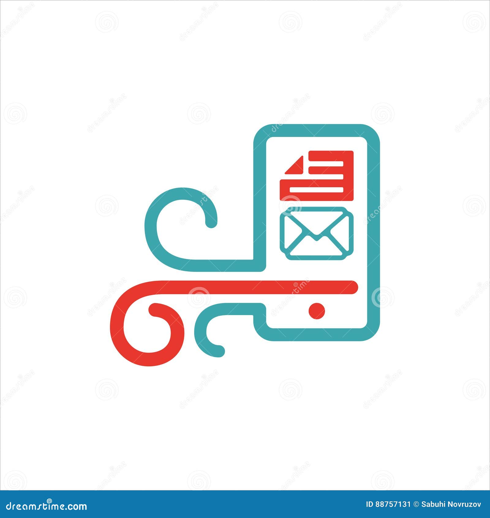 Vector Illustration of Mail Arrow Icon on Smartphone Screen. Stock ...