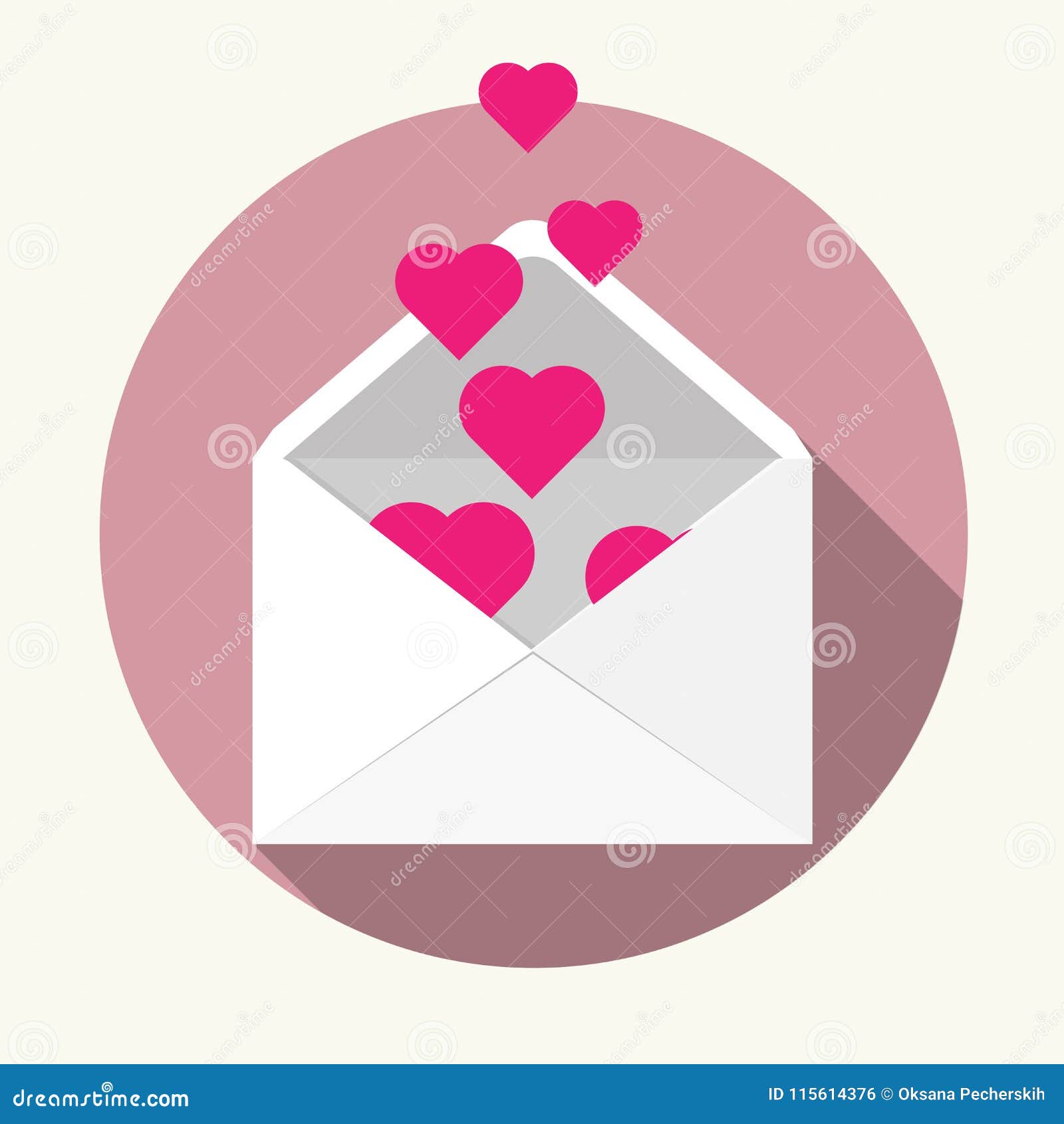 Vector Illustration of a Mail Envelope and Heart. Hearts Fly Fro Stock ...