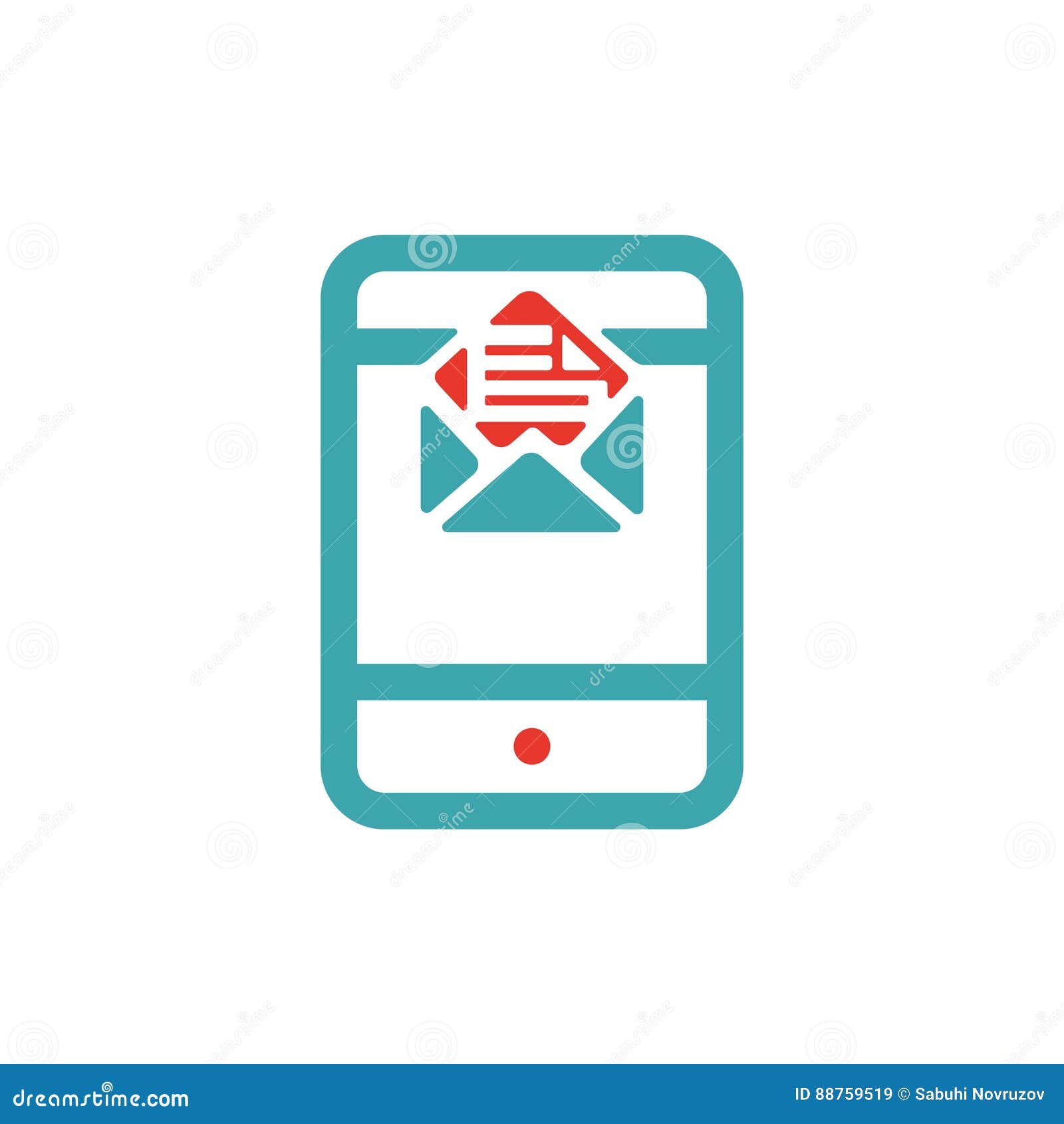 Vector Illustration of Mail Icon on Tablet. Stock Vector - Illustration ...