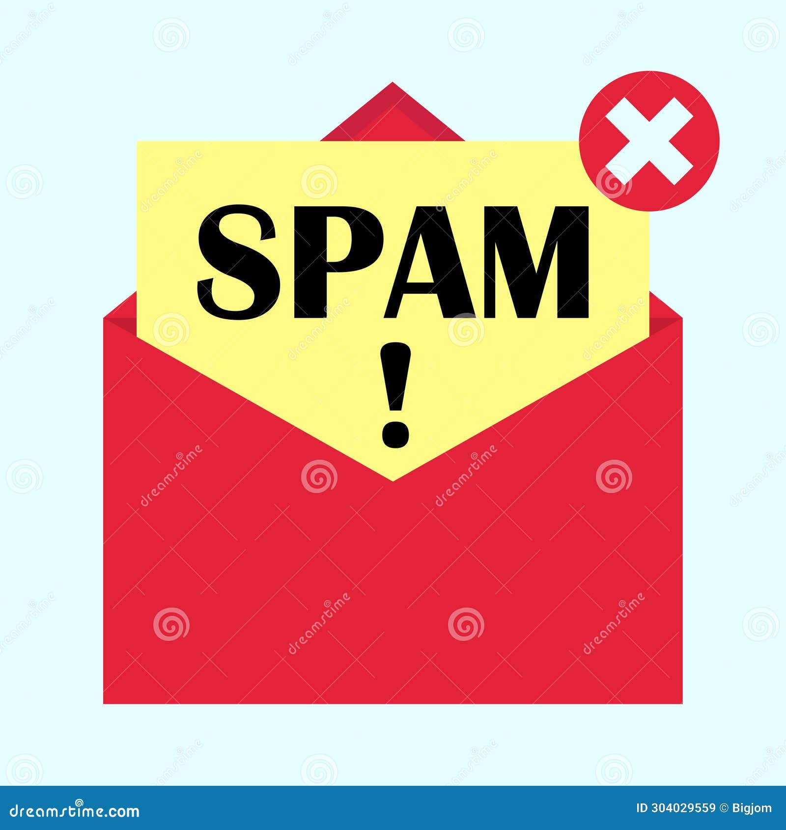 Vector Illustration of Mail Letter with Spam Message. Symbol of Spam ...