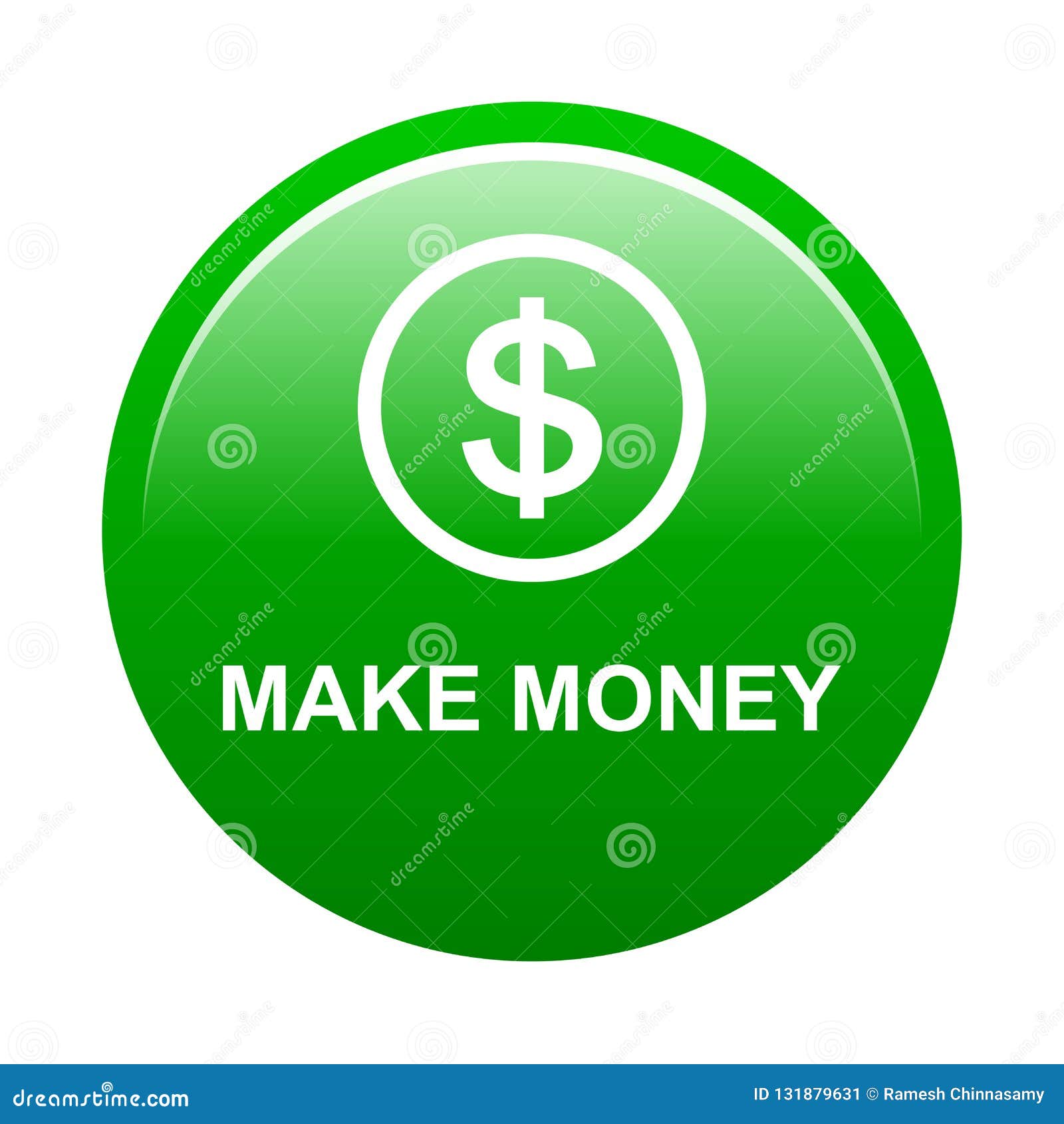 Make money button stock vector. Illustration of commercial - 131879631