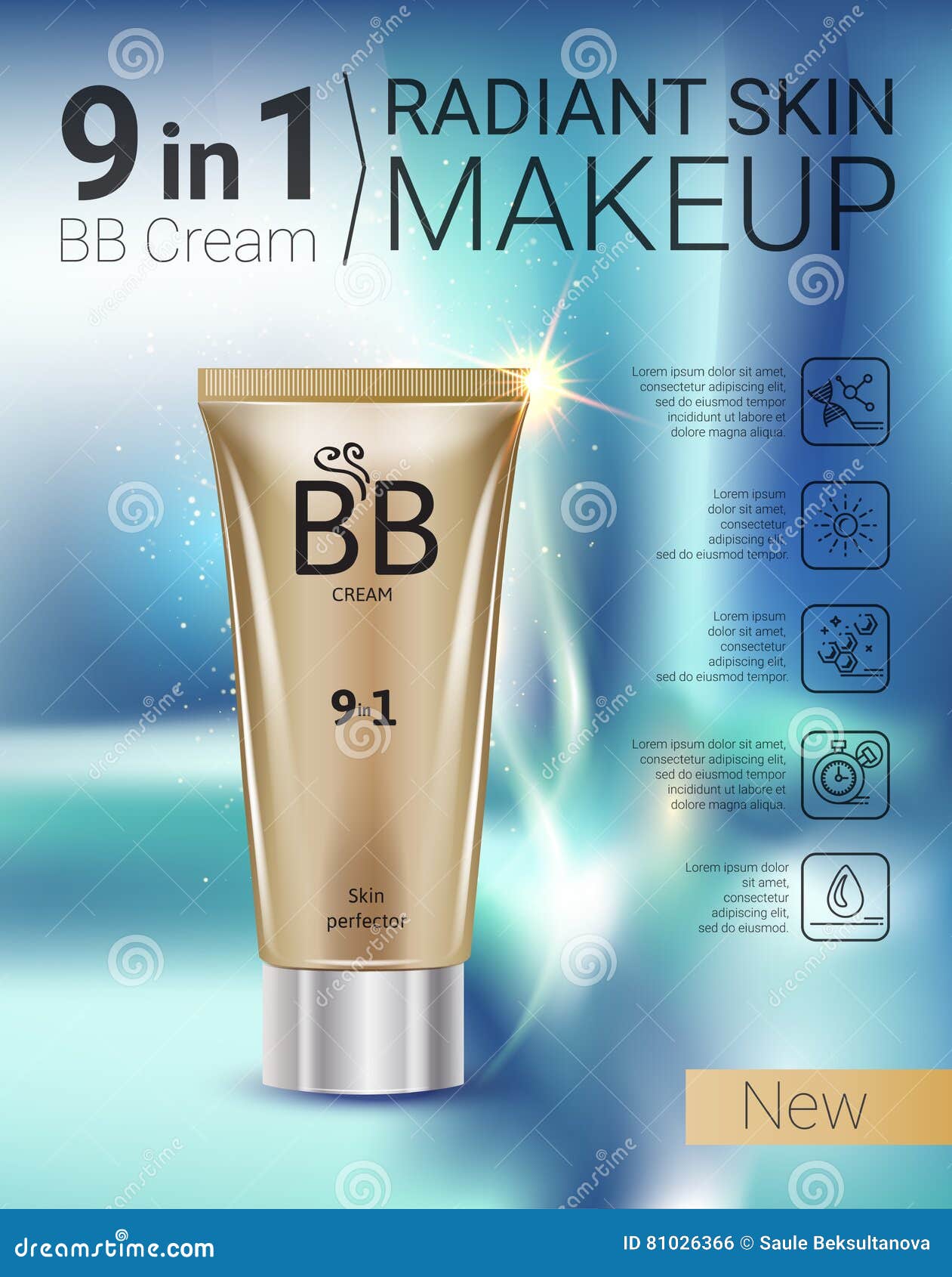 Vector Illustration with Makeup Foundation Tube. Stock Vector ...