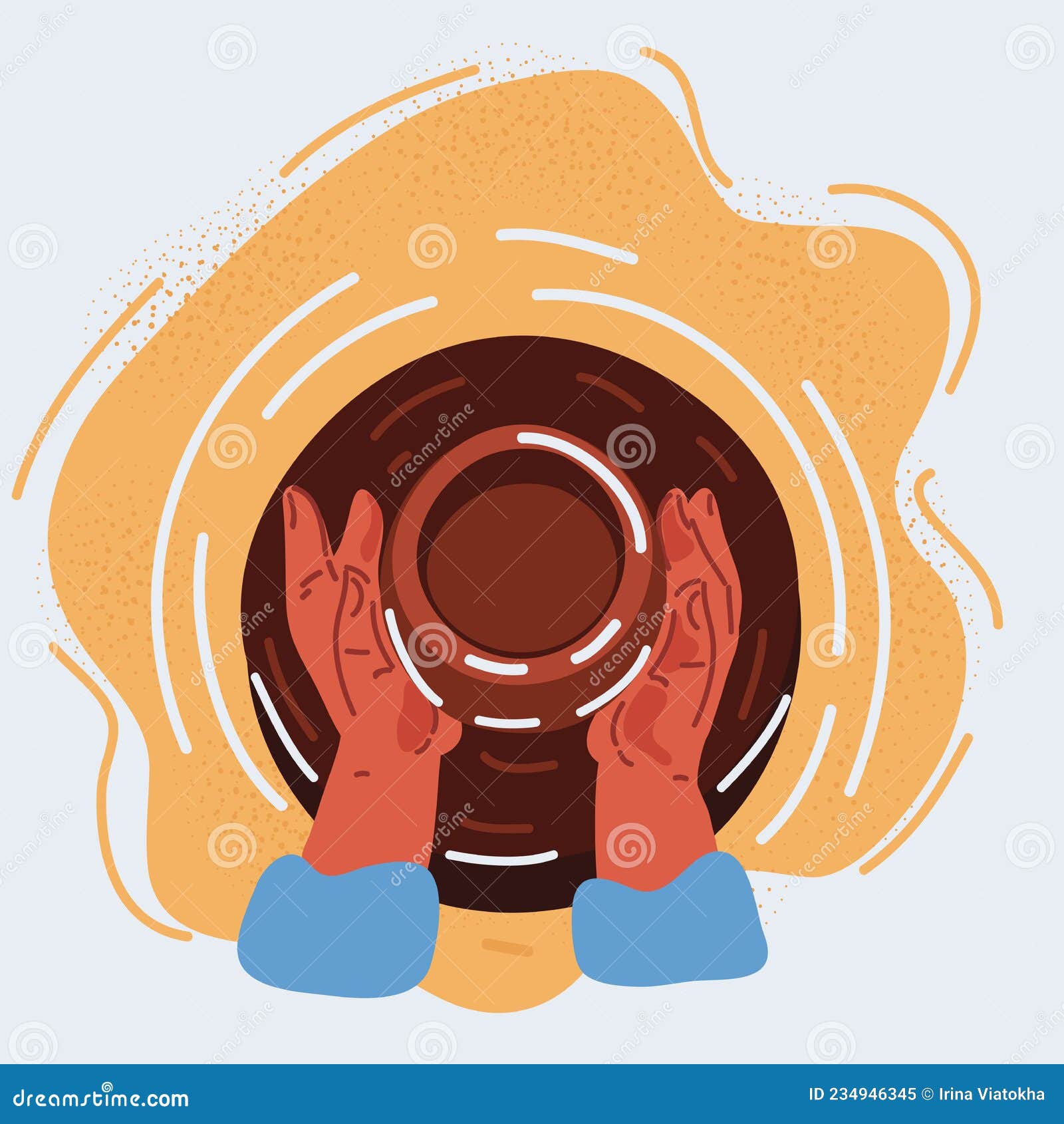 Vector Illustration of Making Pottery on Potter Wheel Stock Vector ...