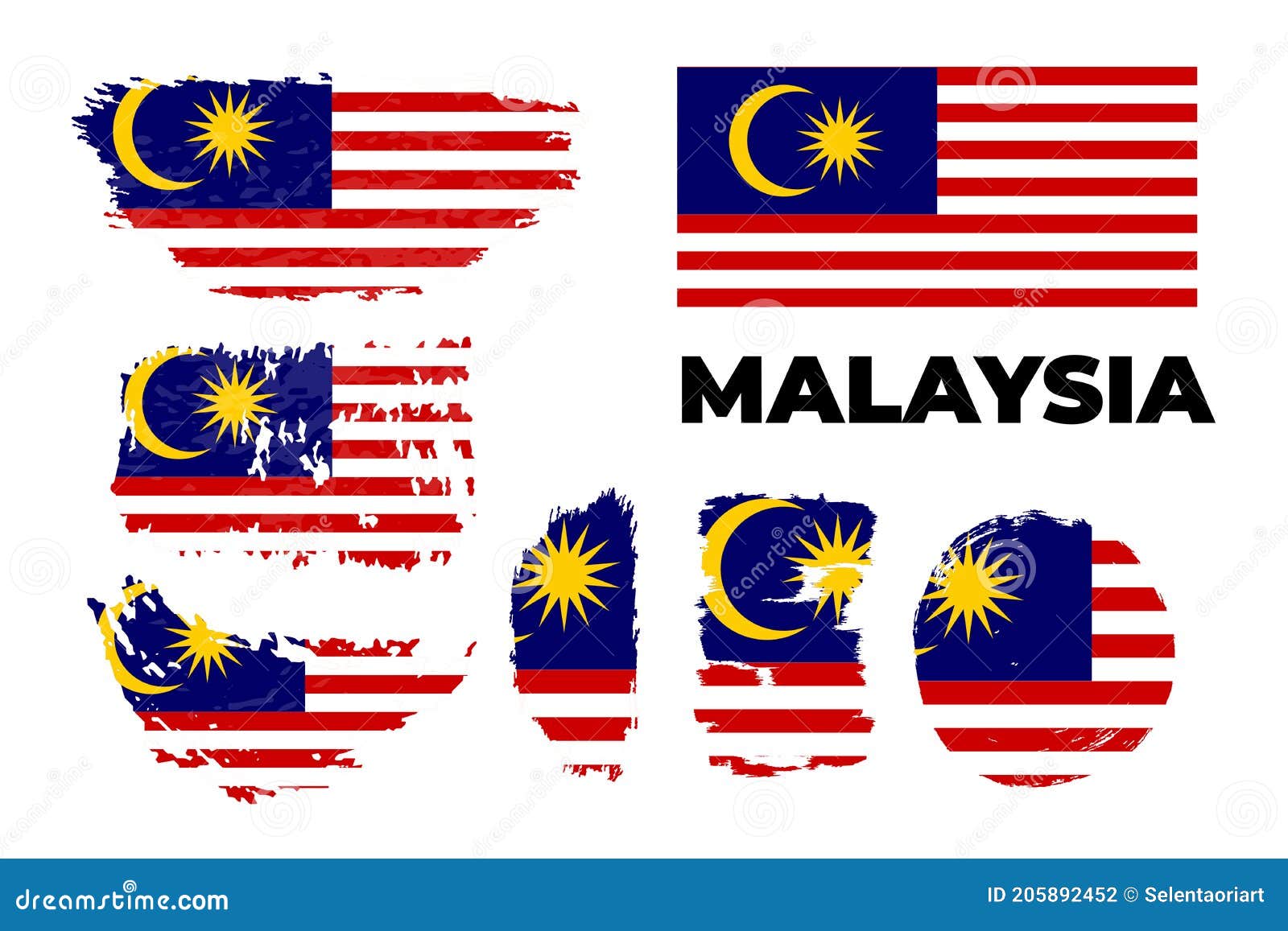 Vector Illustration Malaysia Flag with Brush Stroke Background Stock ...