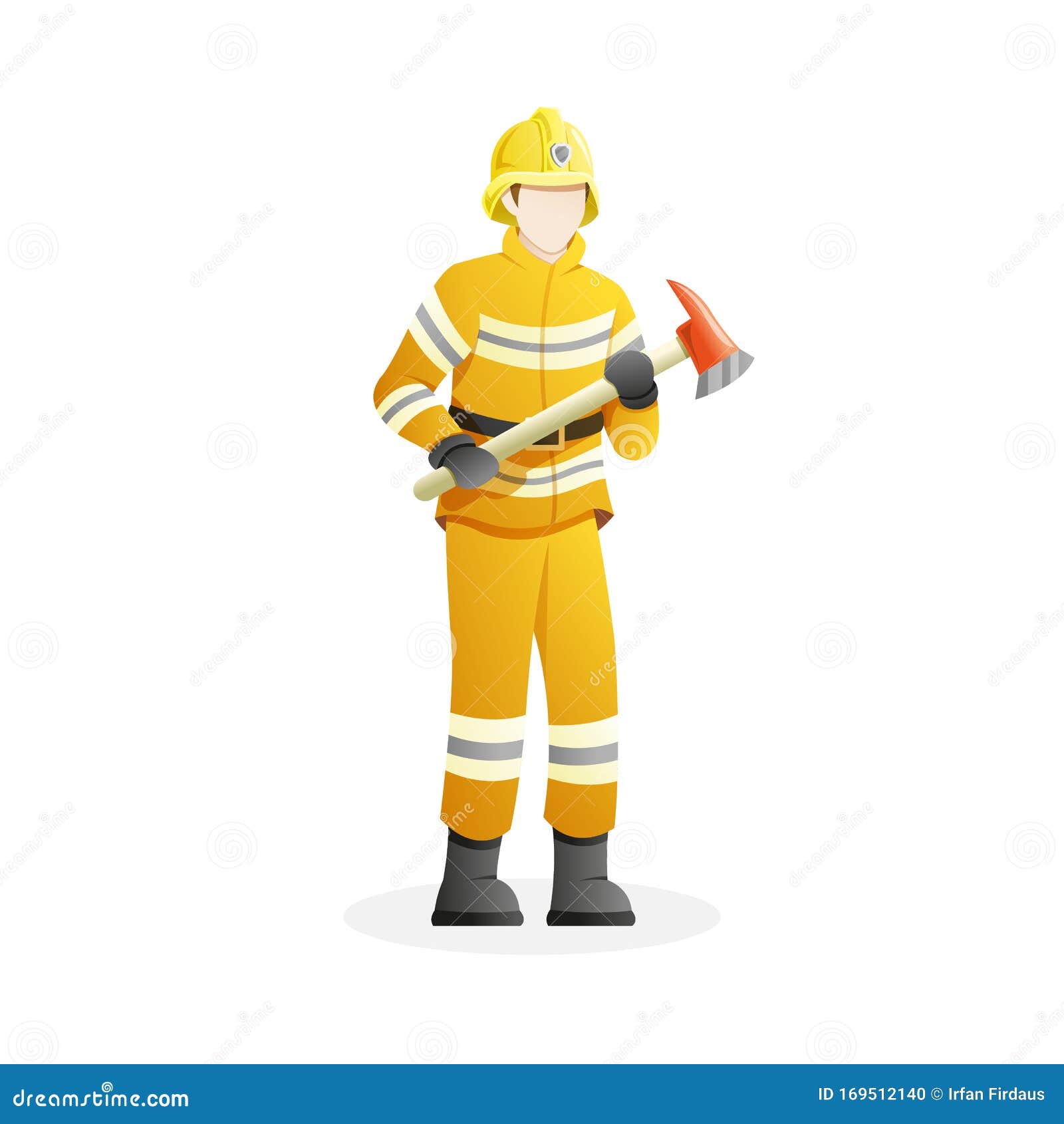 Vector Illustration Male Firefighter Holding an Axes Stock Vector ...