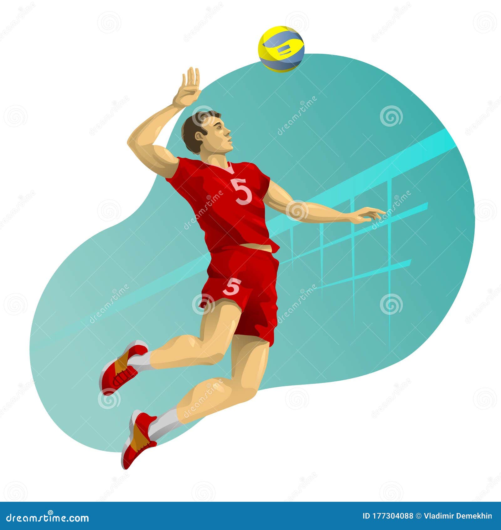 Volleyball Player on the Attack Stock Vector - Illustration of scoring ...