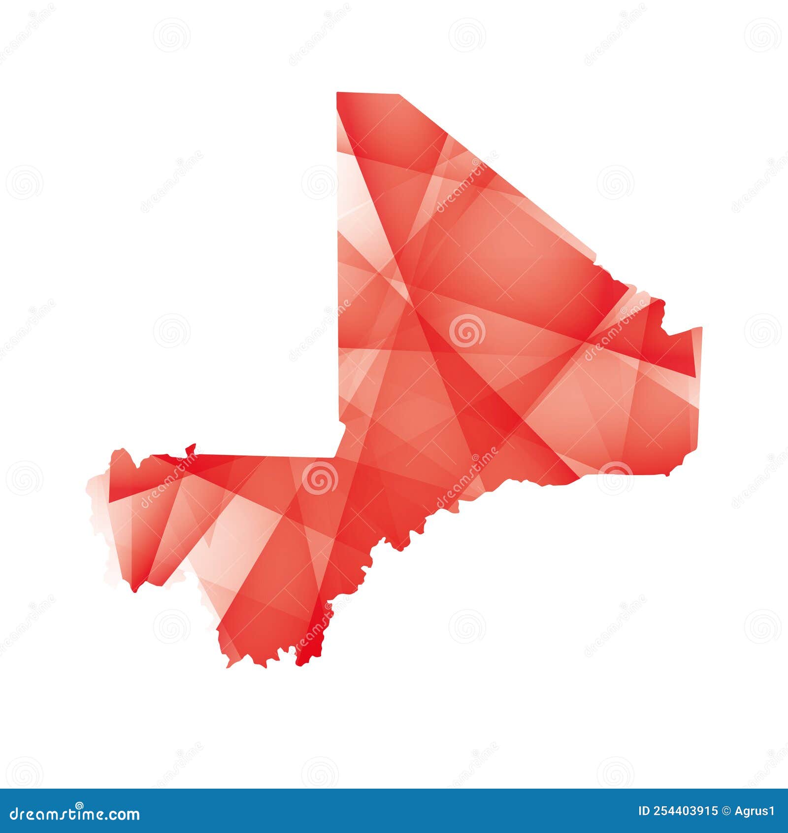 Vector Illustration of Mali Map with Red Colored Geometric Shapes Stock ...