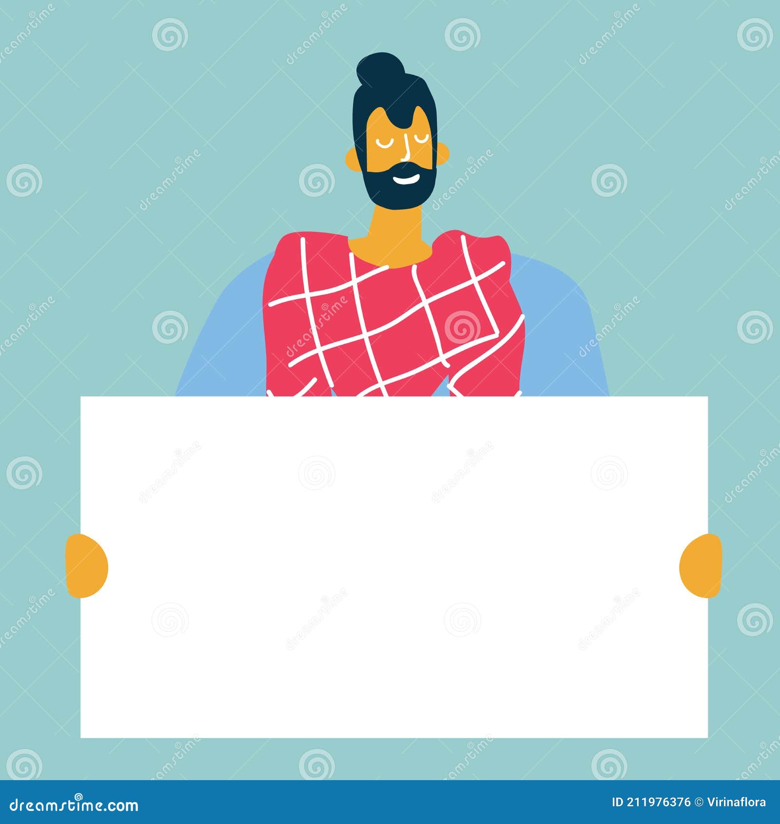 Vector Illustration of Man with Banner for Use in Advertising ...