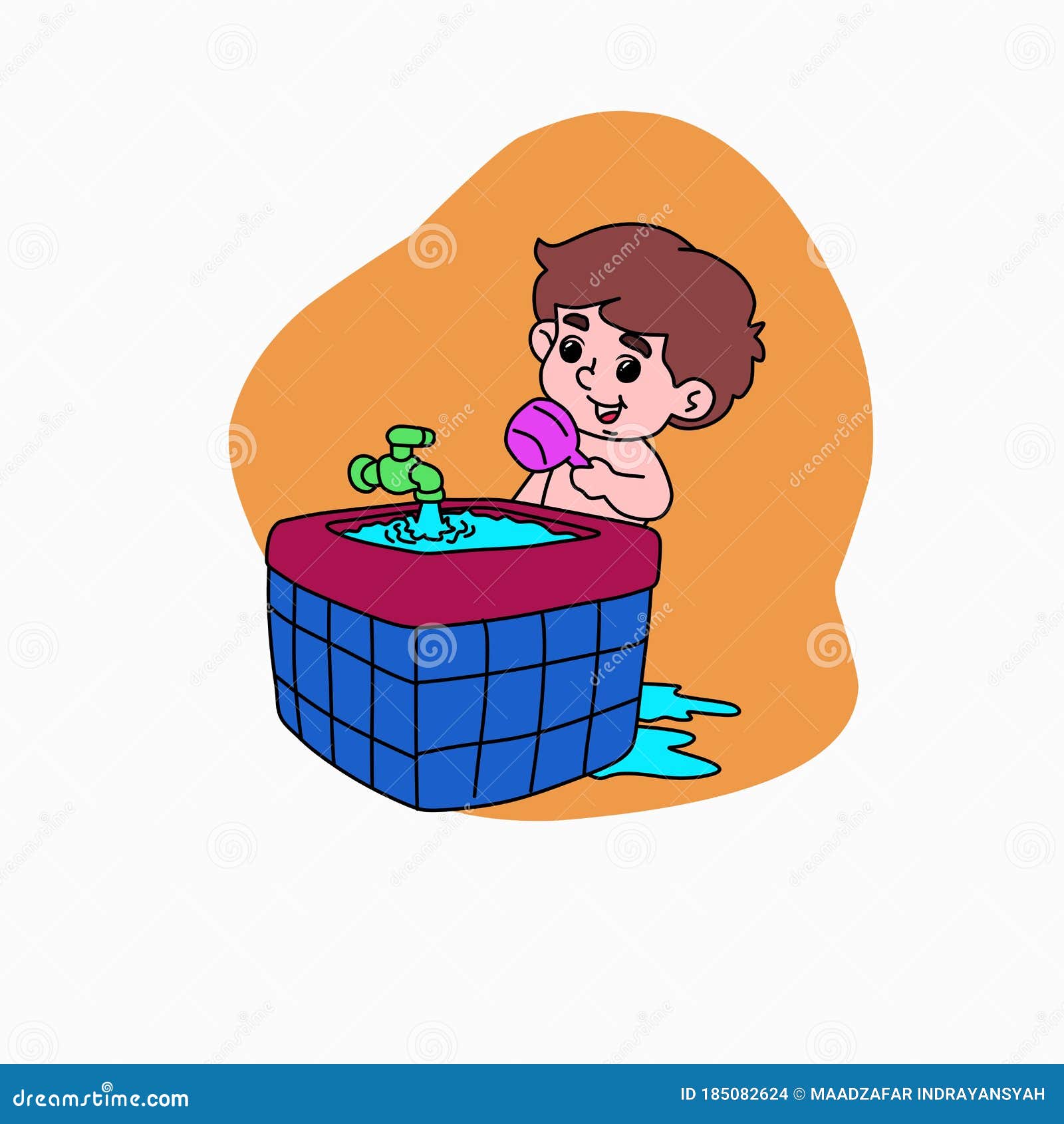 A Man Bathing Vector Illustration Stock Vector - Illustration of male ...