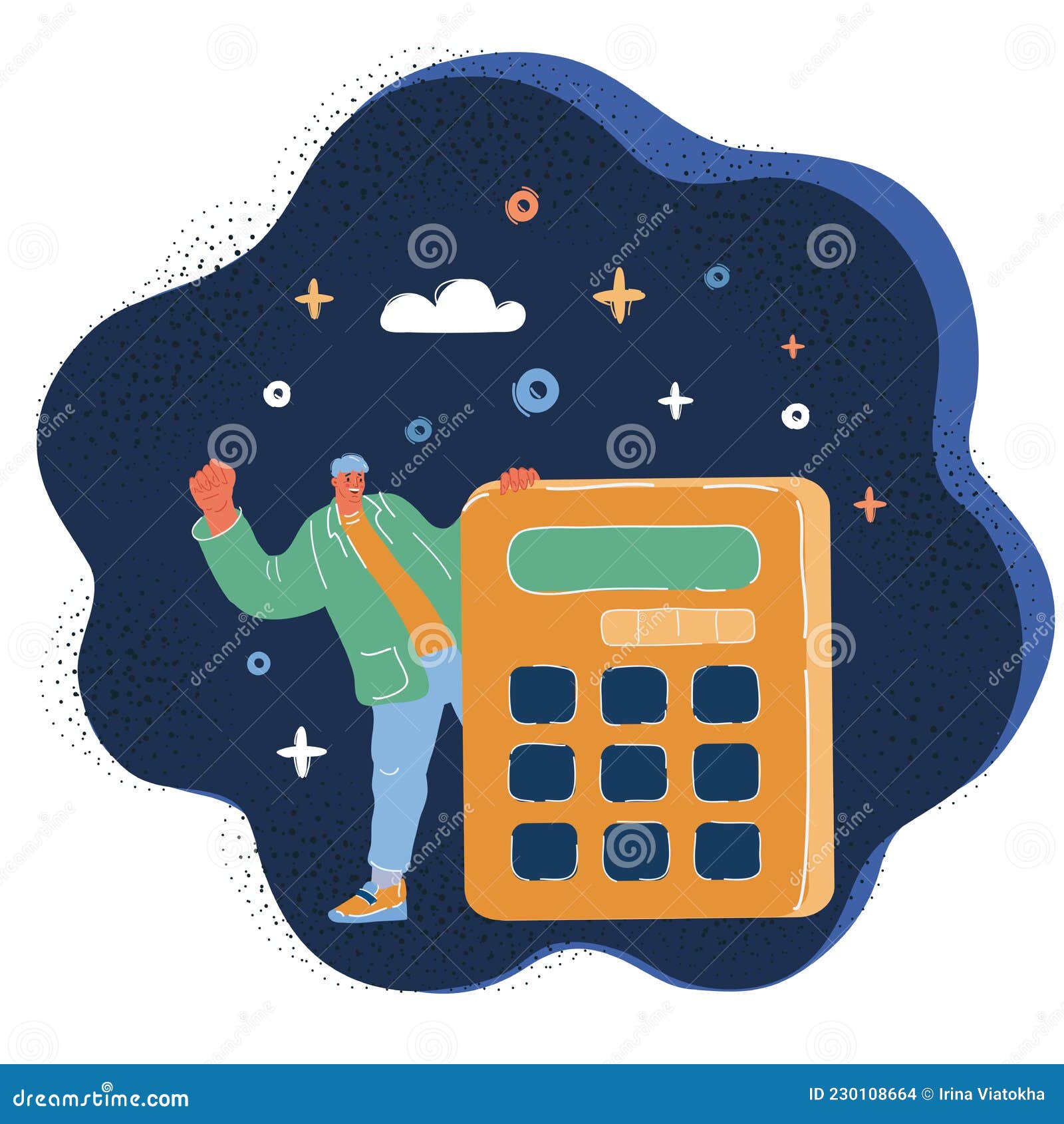 Vector Illustration of Man with Calculator Stock Vector - Illustration ...
