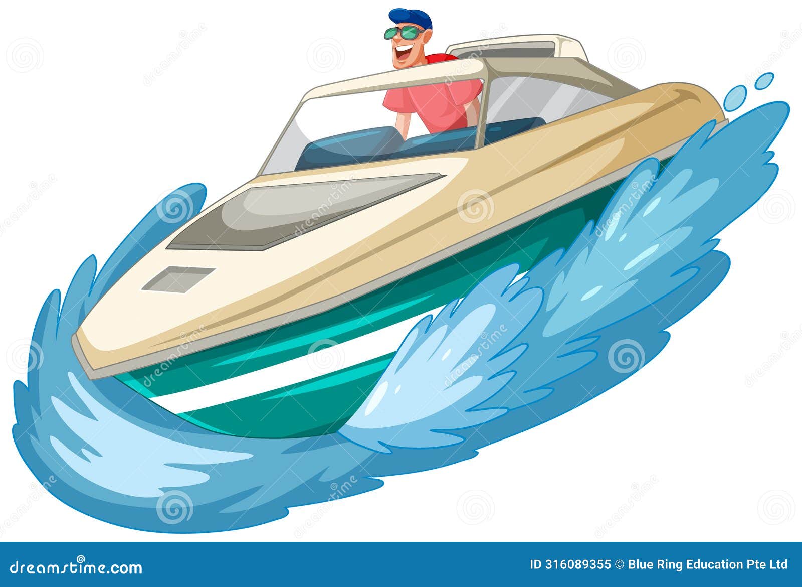 A man driving a speedboat stock vector. Illustration of driving - 316089355