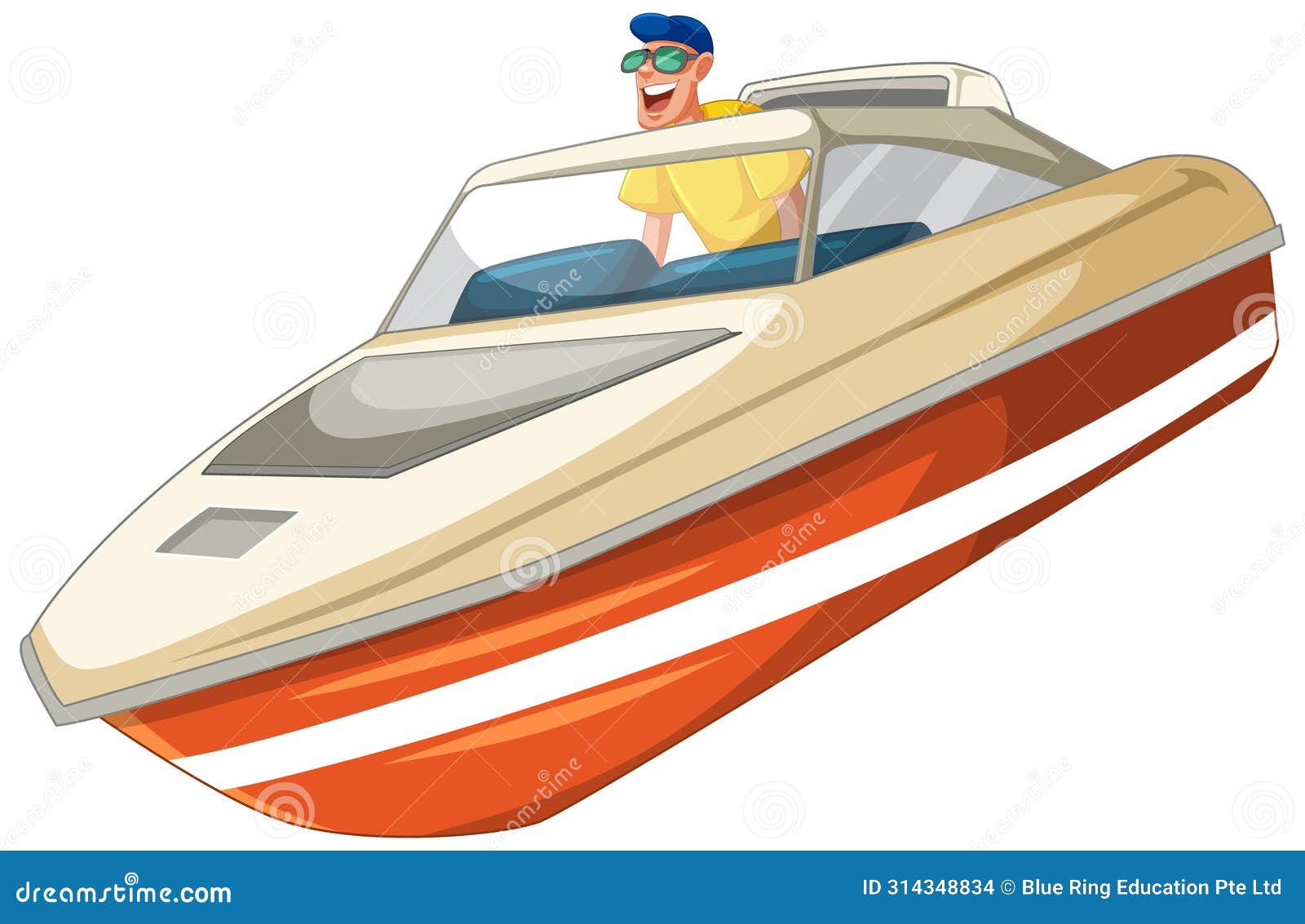 A man driving a speedboat stock vector. Illustration of leisure - 314348834