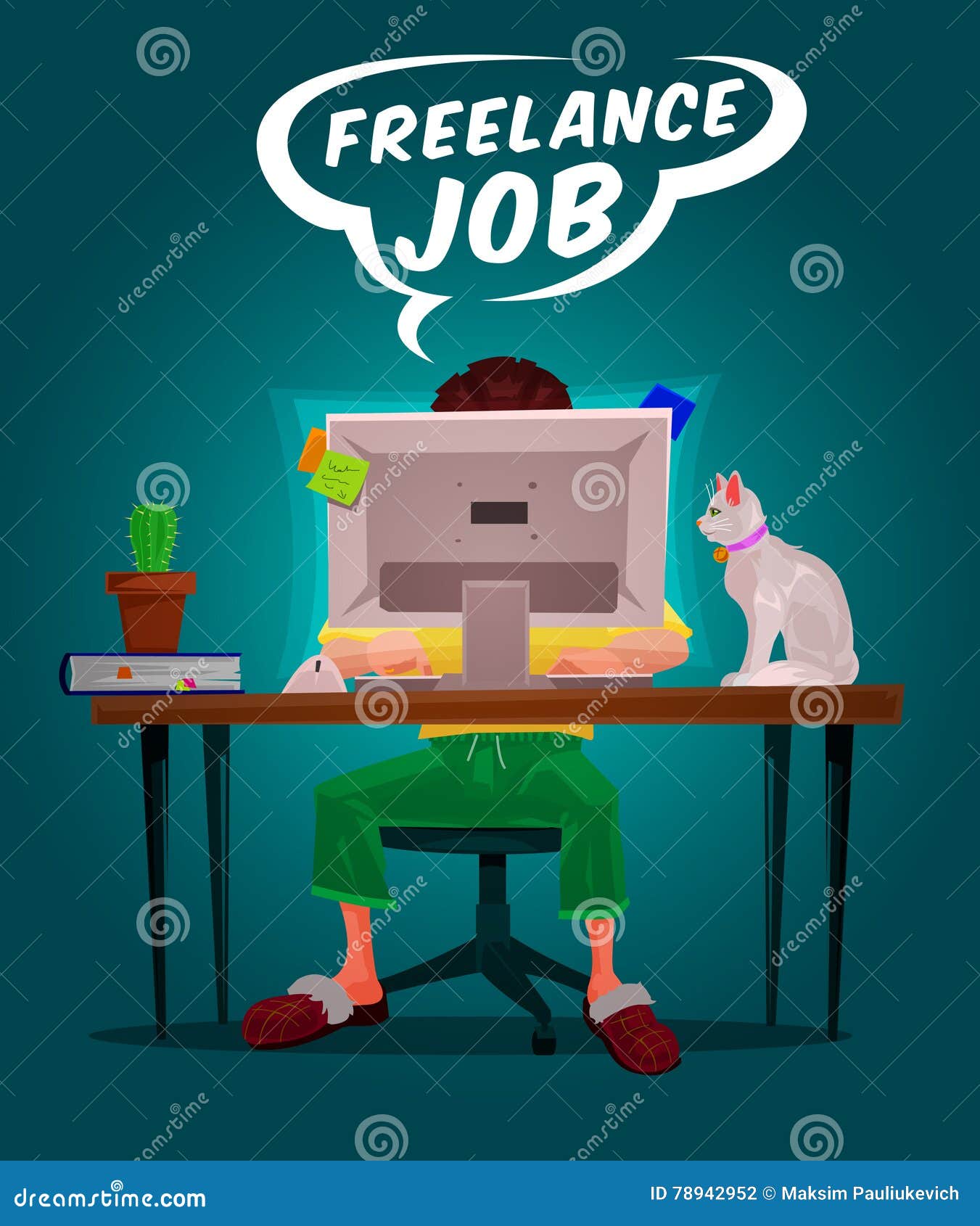 Vector Illustration of a Man Freelance Stock Vector - Illustration of ...