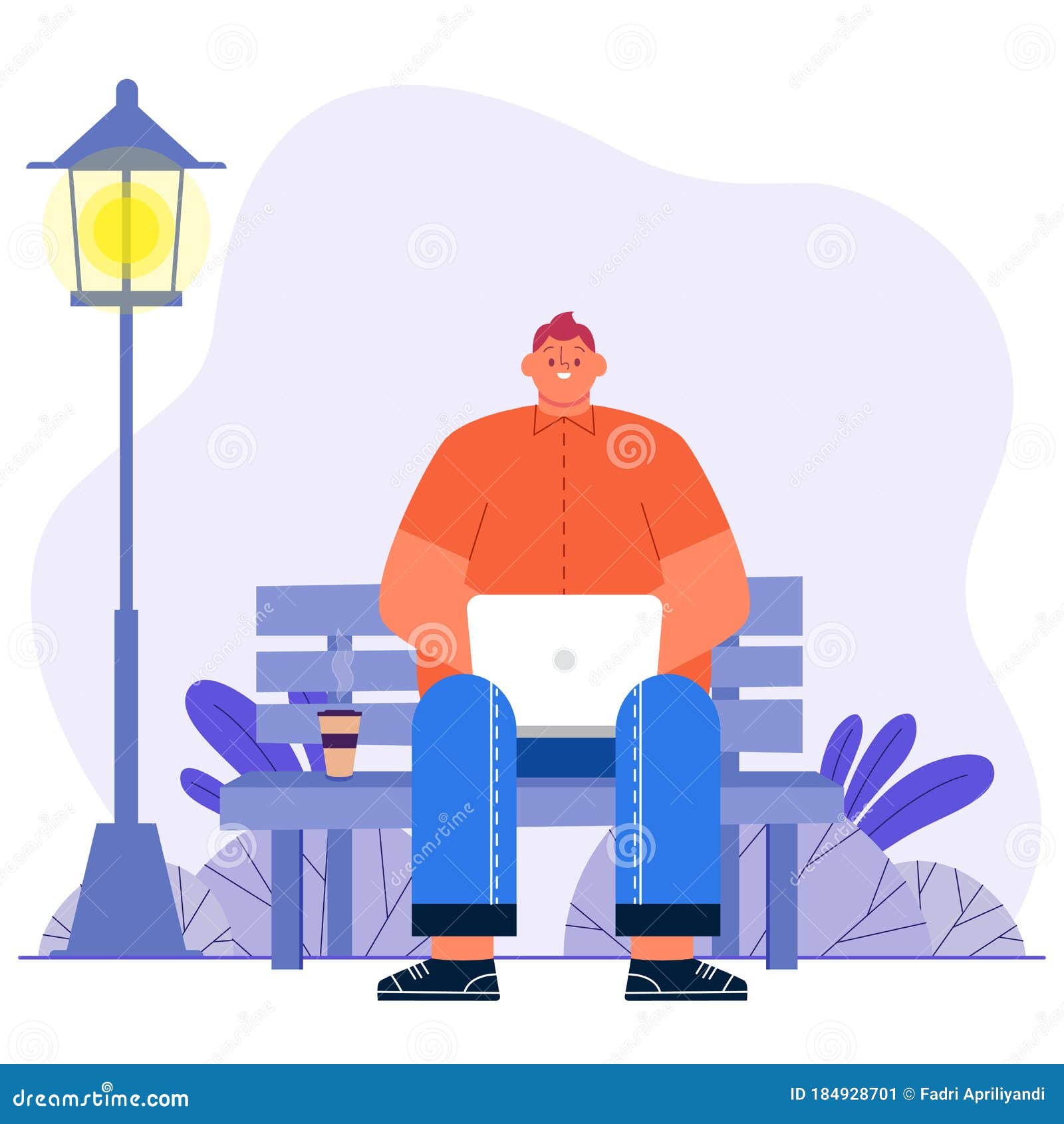 Vector Illustration Man Freelancer Cartoon Stock Vector - Illustration ...