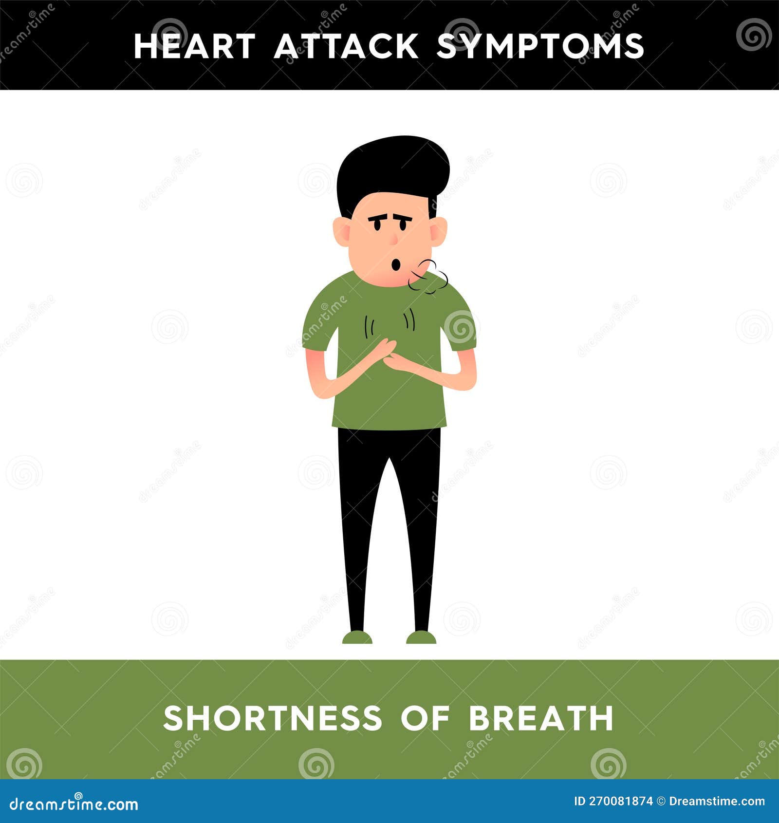 Vector Illustration Of A Man Having Difficulty Breathing. Man With ...