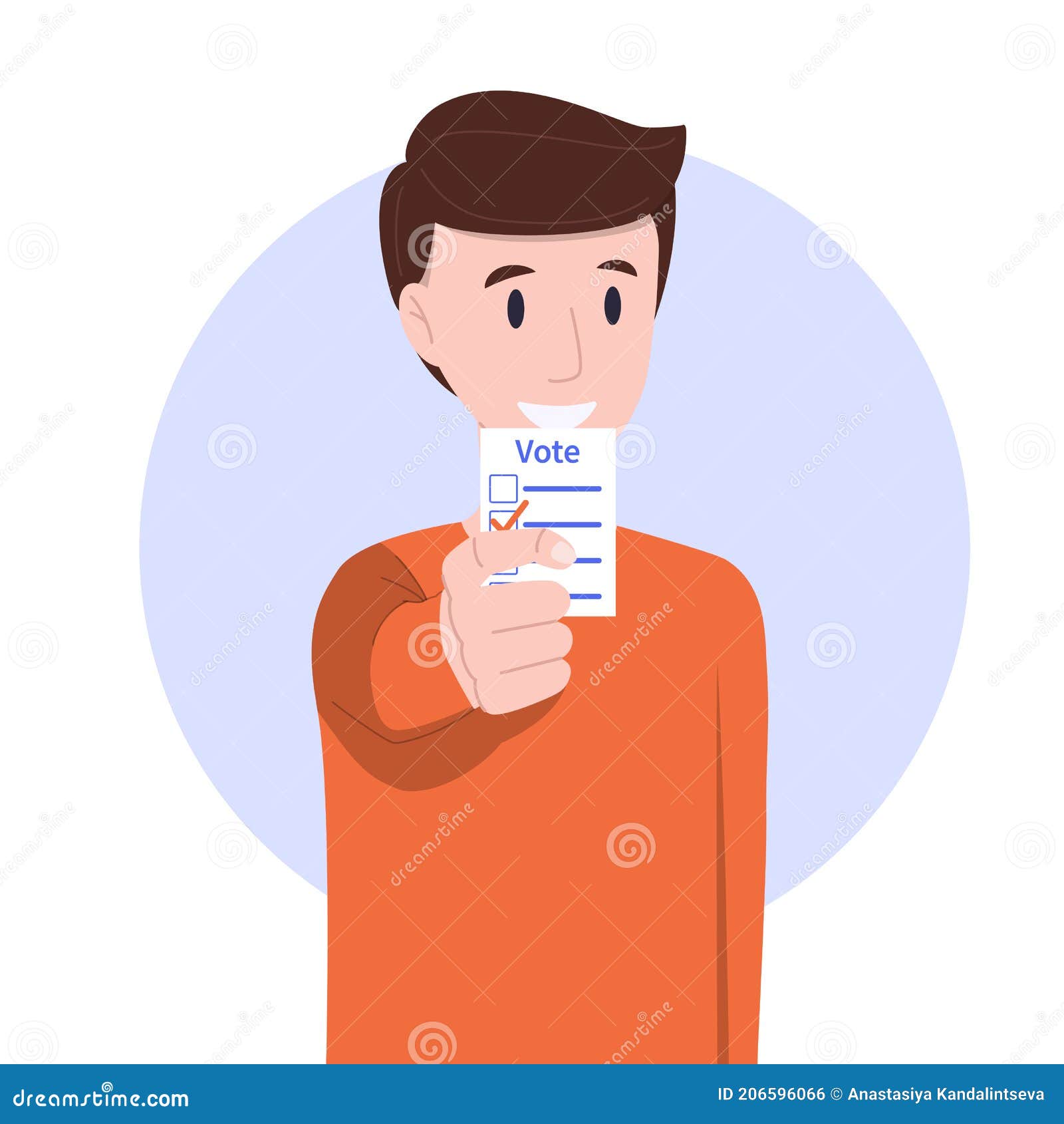 Vector Illustration: Man is Holding Ballot. Election Concept Stock ...