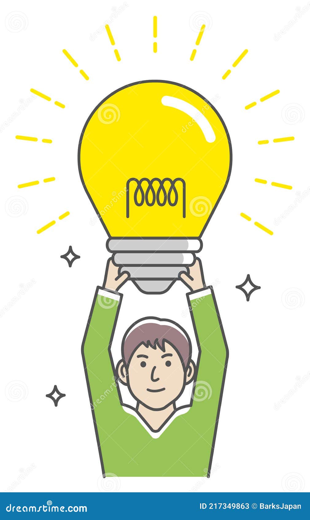 Vector Illustration of a Man Holding a Lightbulb Stock Vector ...