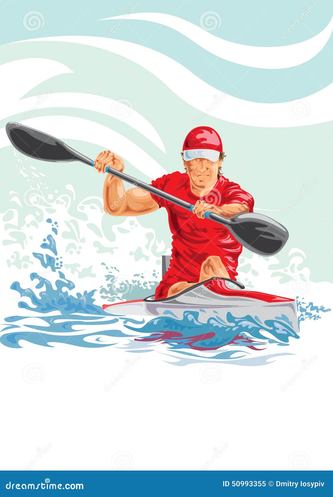 Vector Illustration of a Man in a Kayak. Stock Vector - Illustration of ...