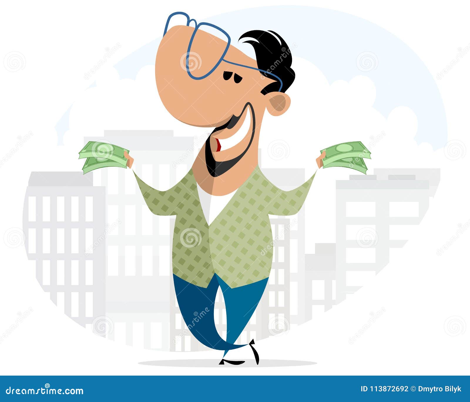 Man with money stock vector. Illustration of happy, high - 113872692