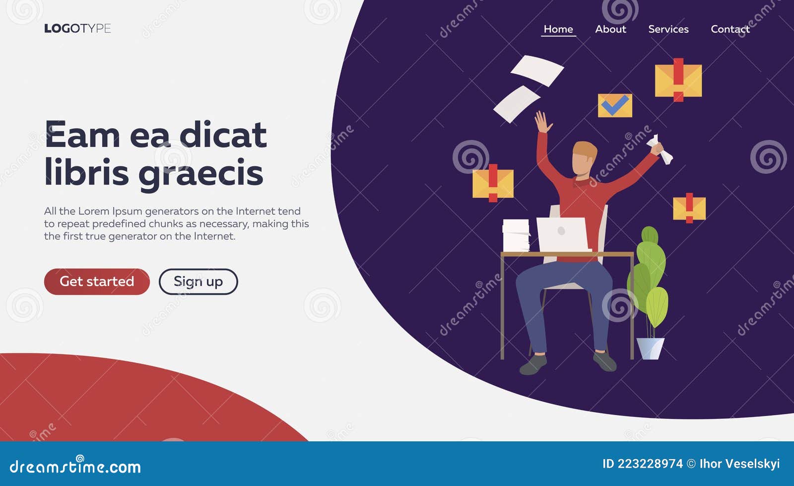 Vector Illustration of Man Not Coping with Work Stock Vector ...