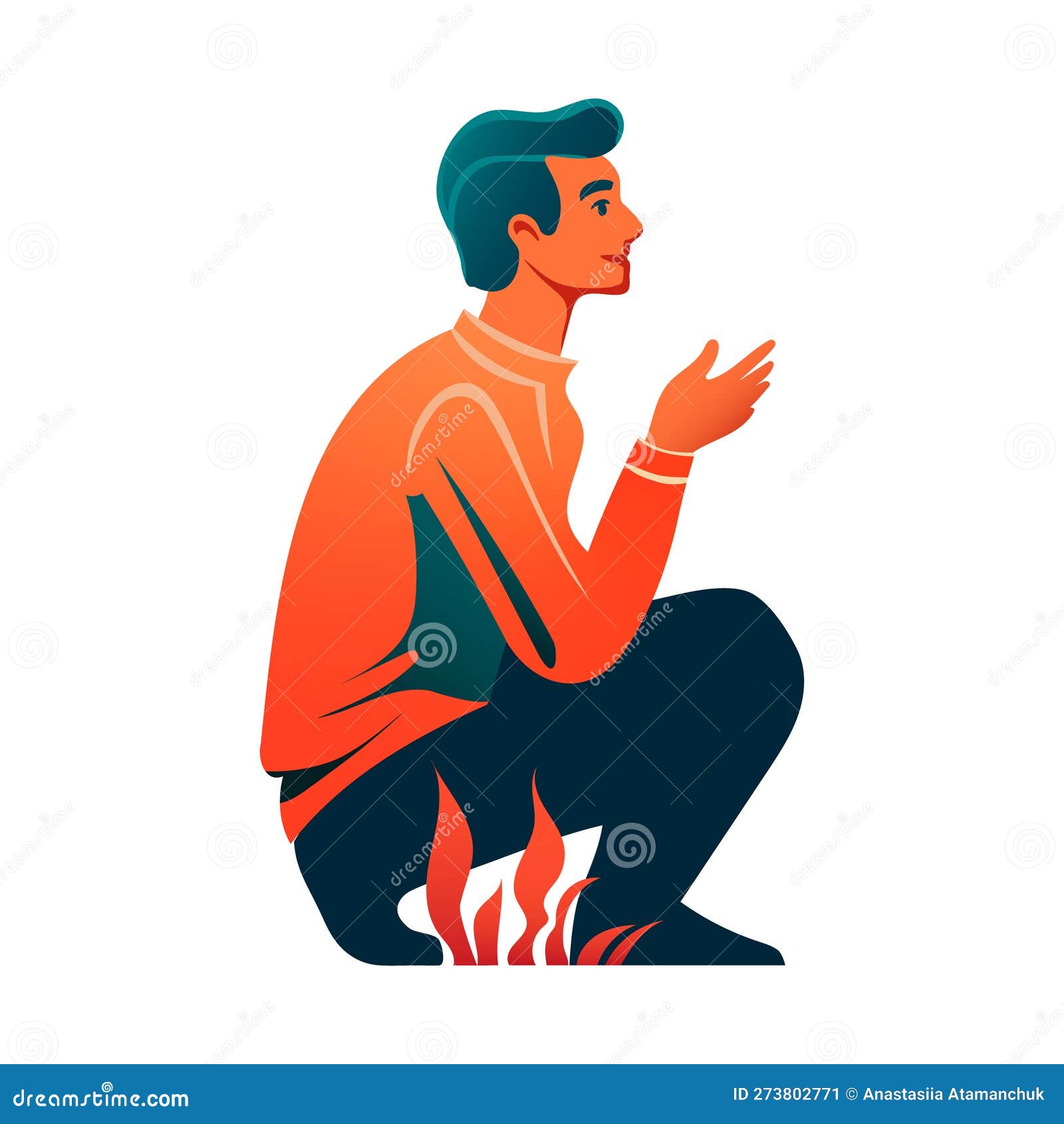 Vector Illustration of a Man. the Person is Sitting Stock Vector ...