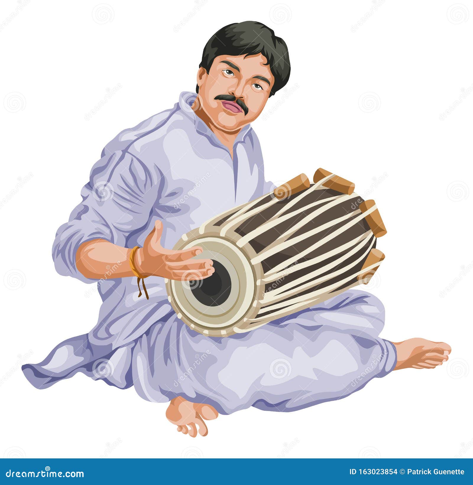 Vector of man playing dhol stock vector. Illustration of people - 163023854