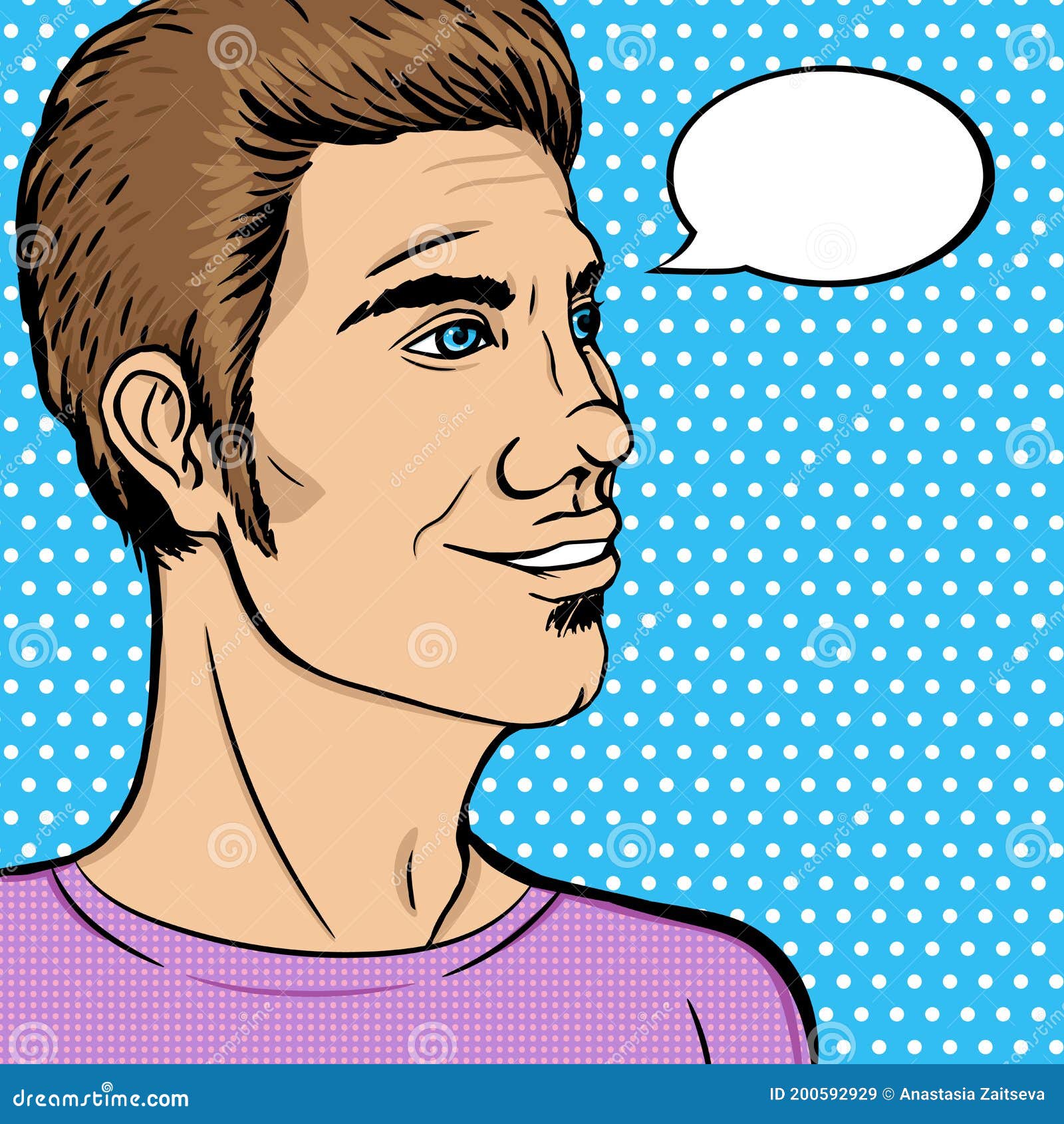 Vector Illustration of a Man in Pop Art Retro Comics Style with ...