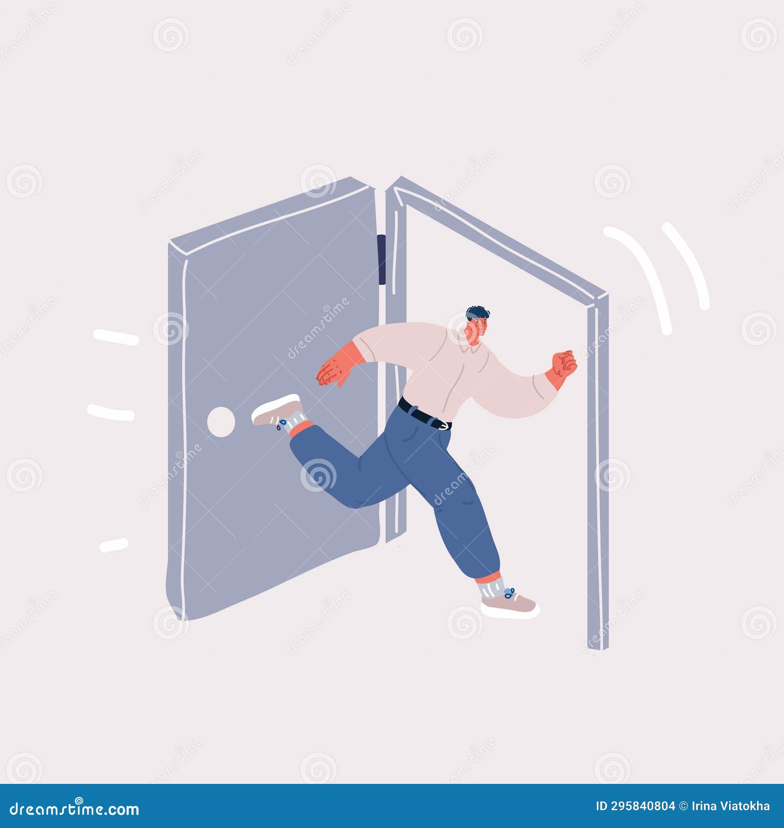 Vector Illustration of Man Run in Door Stock Vector - Illustration of ...