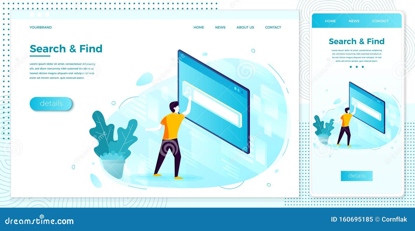 Vector Illustration Man in Searching Process Set Stock Vector ...