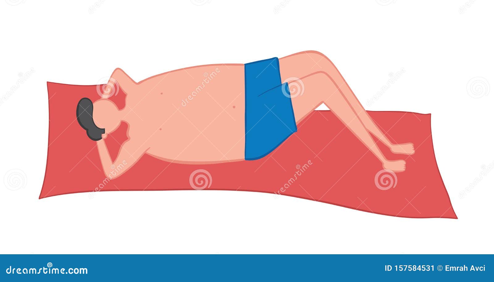 Vector Illustration Man Sunbathing. Hand Drawn Stock Vector ...