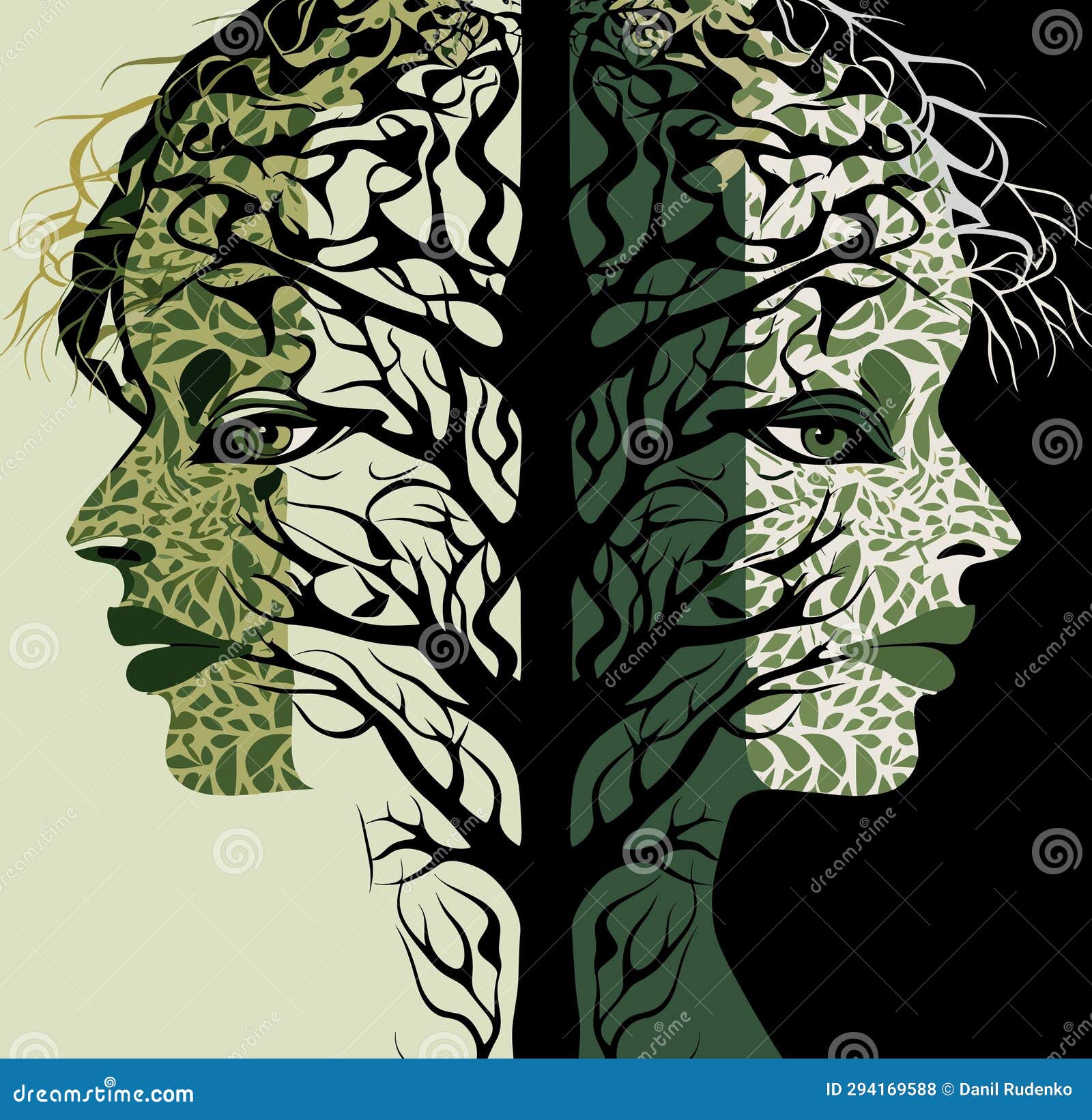 Man with tree silhouette stock vector. Illustration of green - 294169588