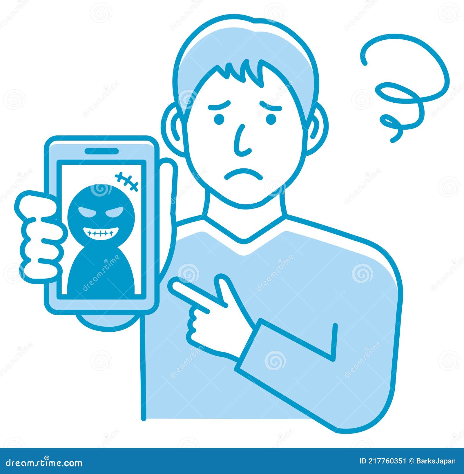 Vector Illustration of a Man in Trouble with Phone Fraud Stock Vector ...