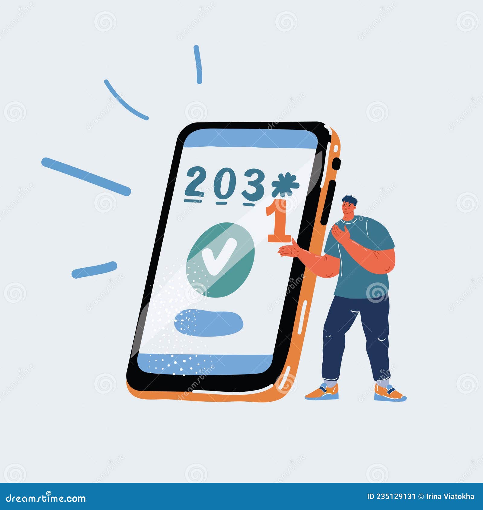 Vector Illustration of Man Using 3d Generated Mobile Smart Phone with ...