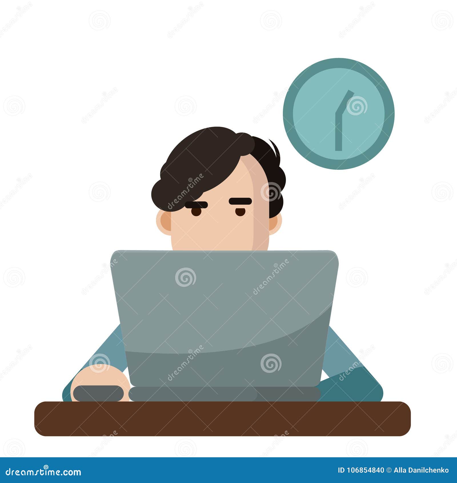 Vector Illustration of a Man Using a Laptop Stock Vector - Illustration ...