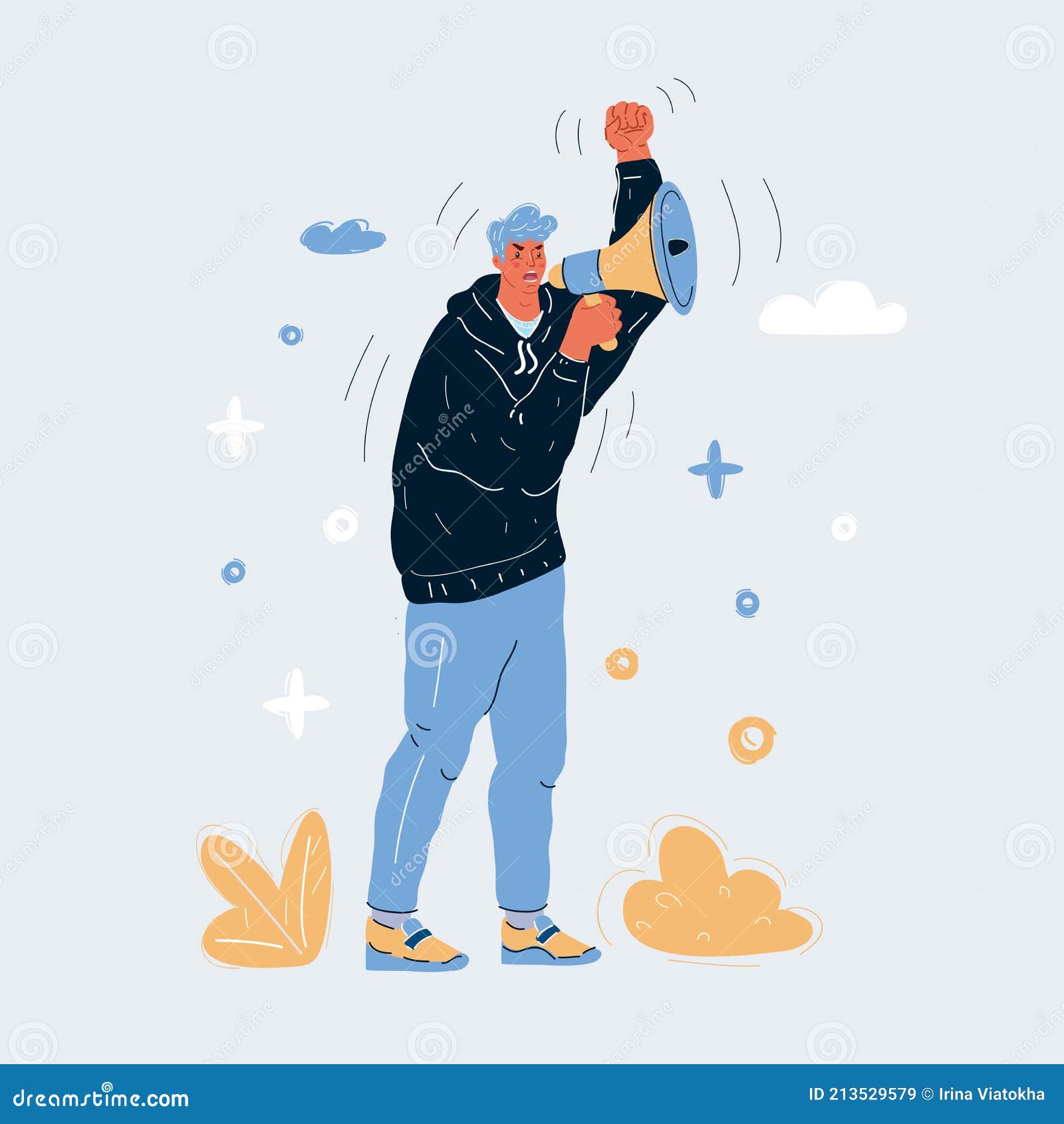 Vector Illustration of Man is Using a Megaphone. Stock Vector ...