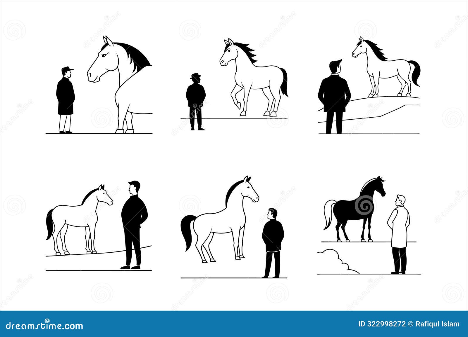 Vector Illustration of Man Watching Horse a Creative Visual Approach ...