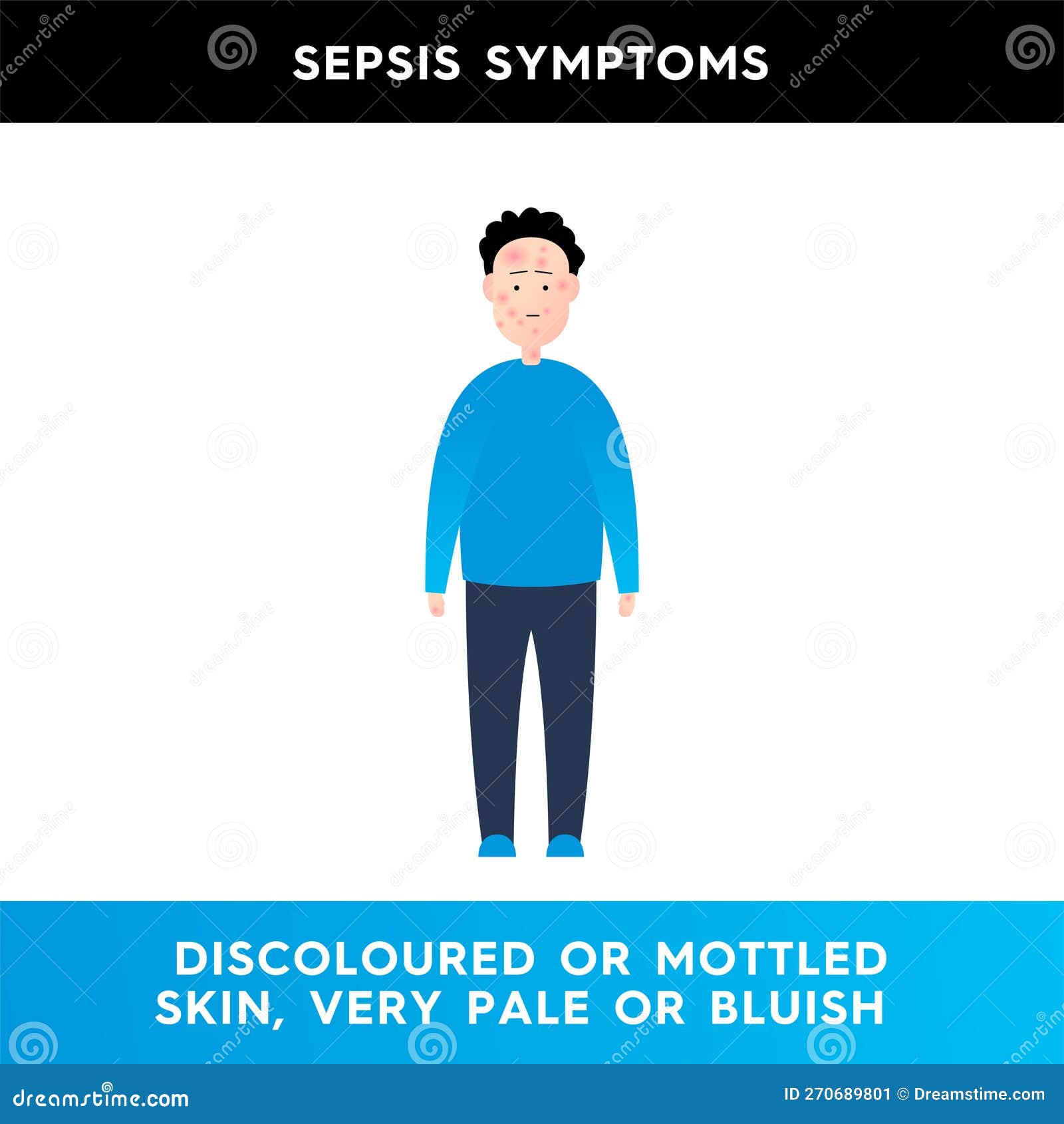 Vector Illustration of a Man Whose Face is Covered with Red Spots. the ...