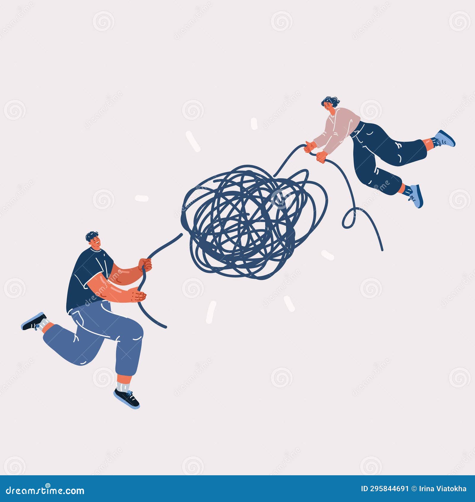 Woman Untangle Balls Of Thread Of In Her Mind To Transform Her Thinking ...