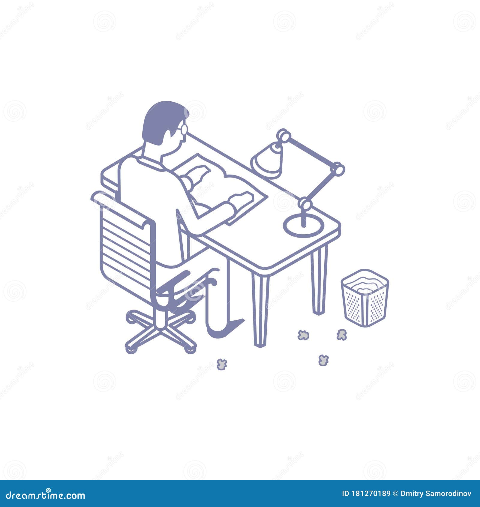 Vector Illustration of Managers at the Desks in the Office Stock Vector ...