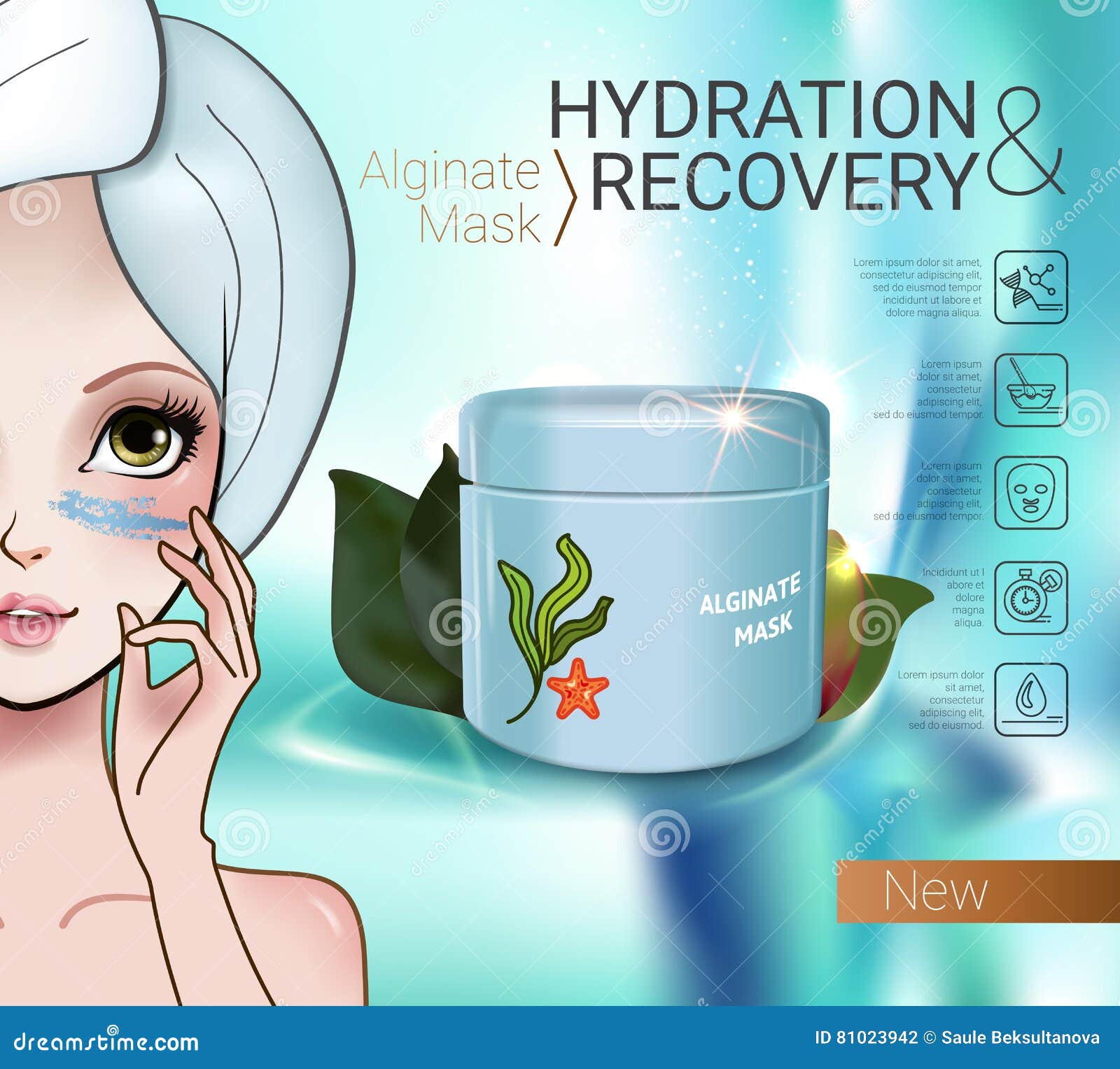 Vector Illustration With Manga Style Girl And Alginate Mask Stock