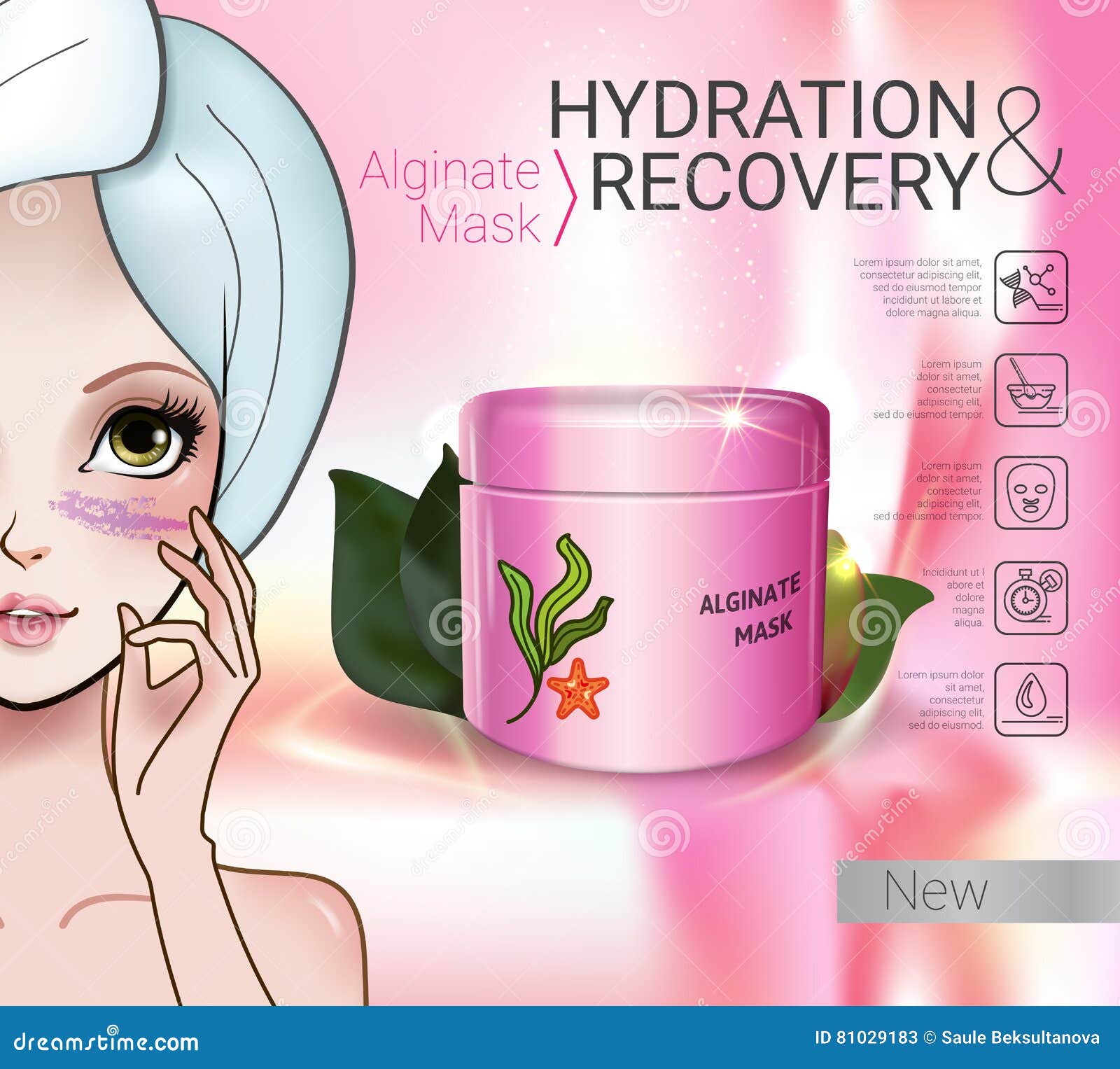 Vector Illustration With Manga Style Girl And Alginate Mask