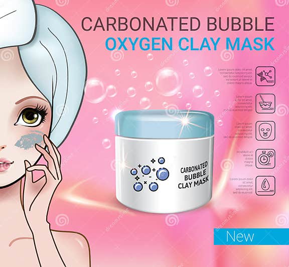 Vector Illustration With Manga Style Girl And Carbonated Bubble Mask