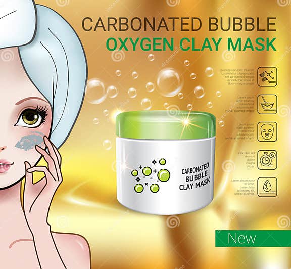 Vector Illustration With Manga Style Girl And Carbonated Bubble Mask