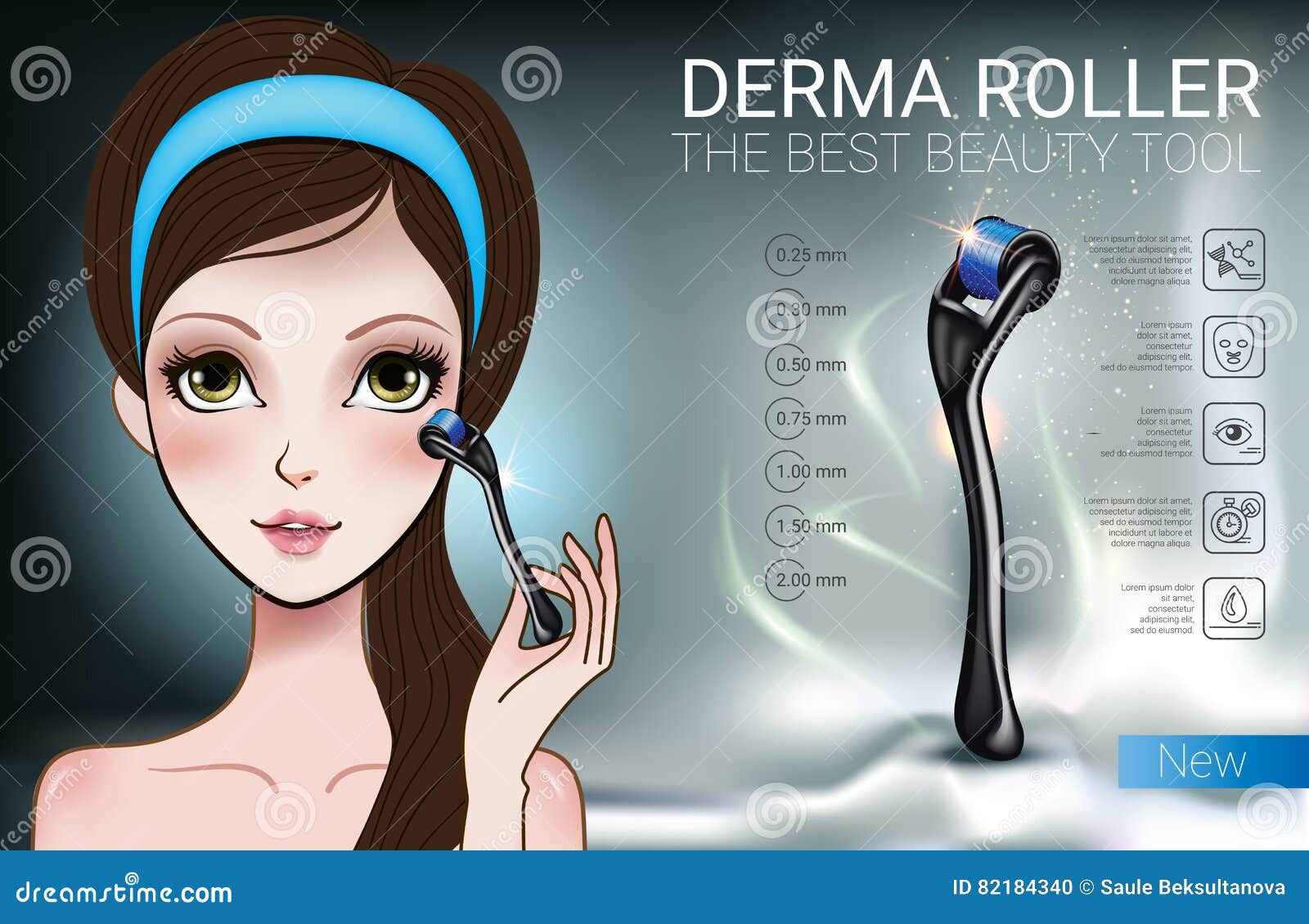 Derma Roller, Dermapen Or Mesopen Line Icon For Face Treatment. Vector ...